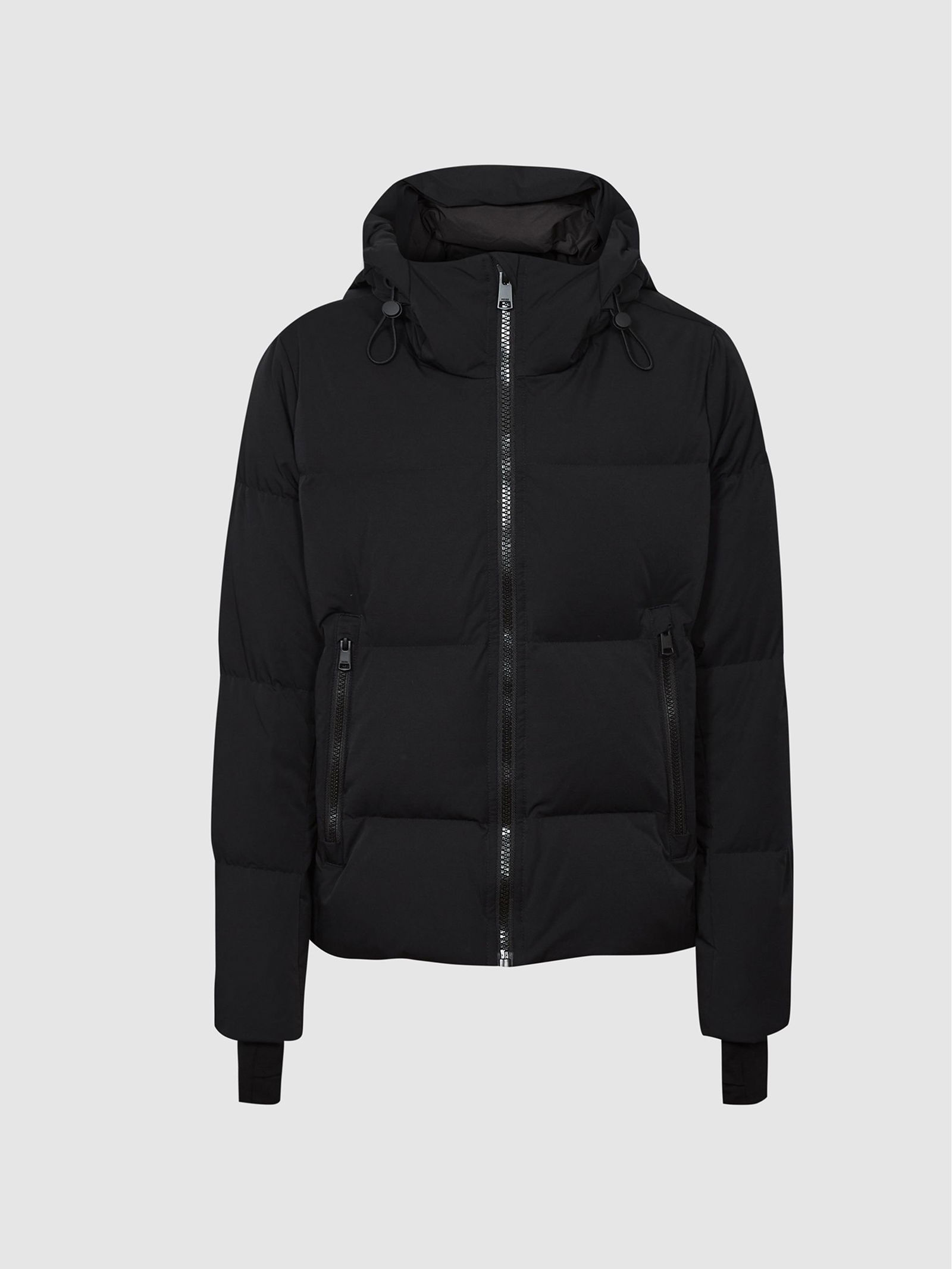 REISS Thea Short Puffer Jacket in Black | Endource