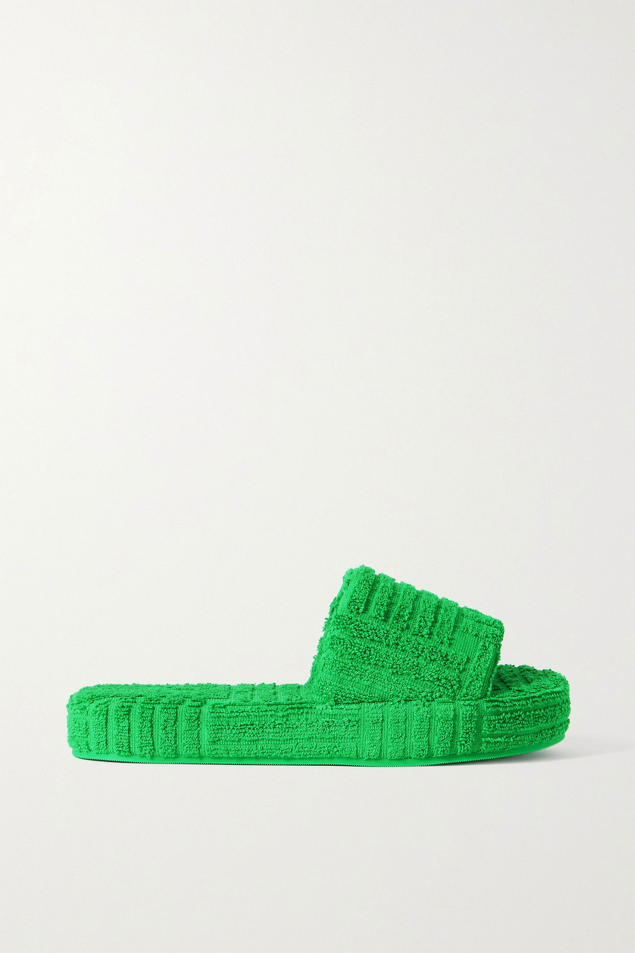 BOTTEGA VENETA Terry Slides in Green | Endource