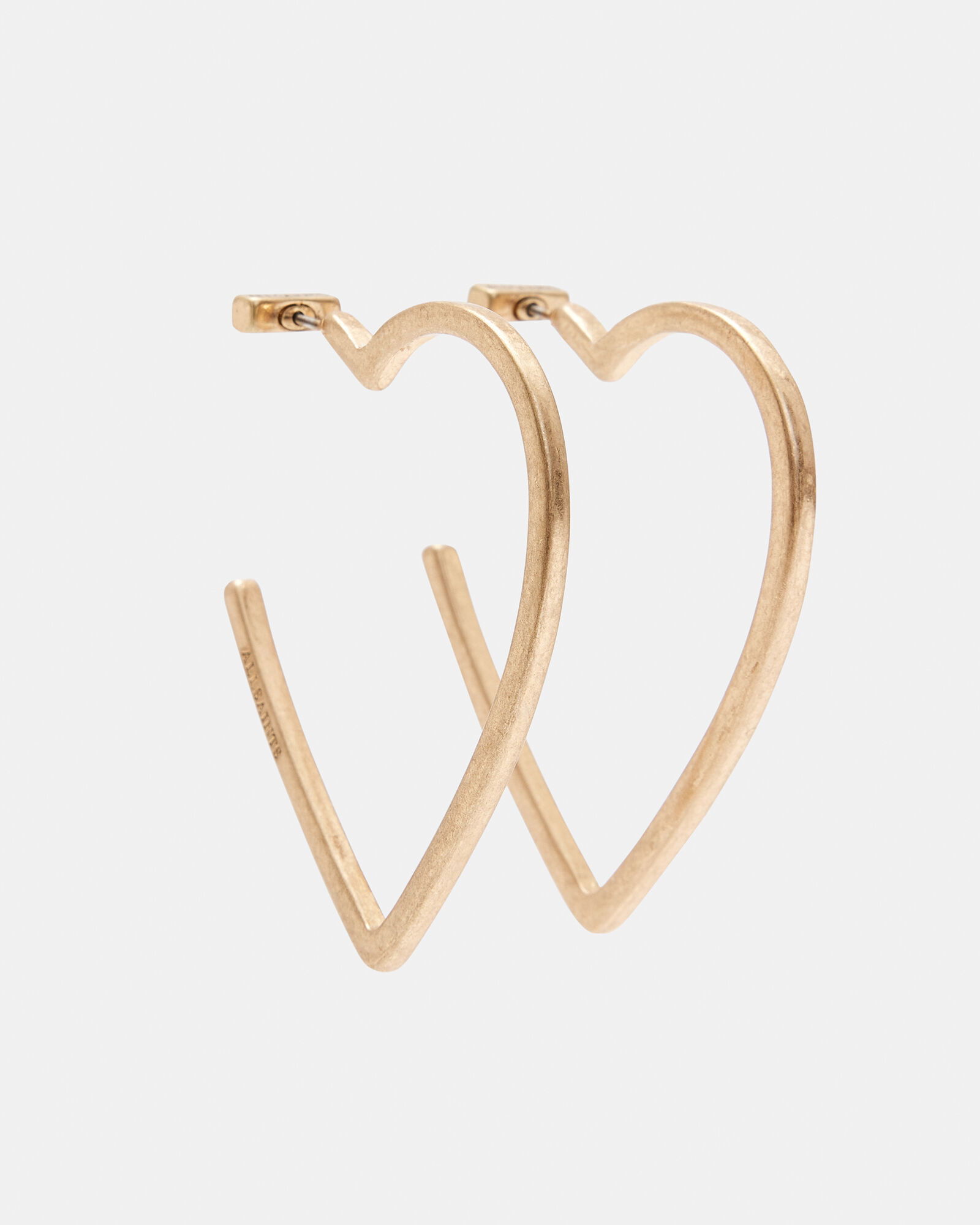 ALLSAINTS Femi Large Heart Hoop Earrings in Warm Brass | endource