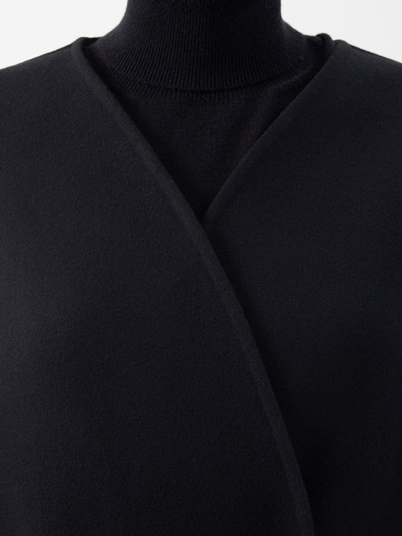 JIL SANDER Balloon-Sleeve Wool Jacket in Black | endource