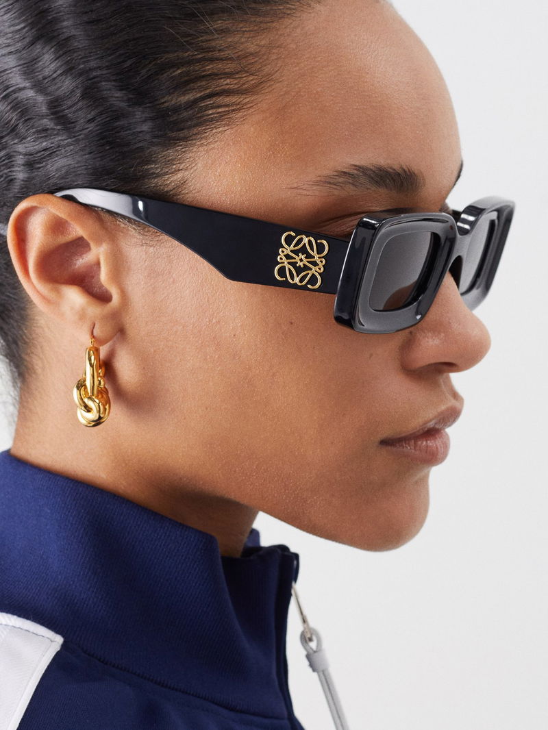 LOEWE Rectangular Logo-Anagram Sunglasses in Black | endource