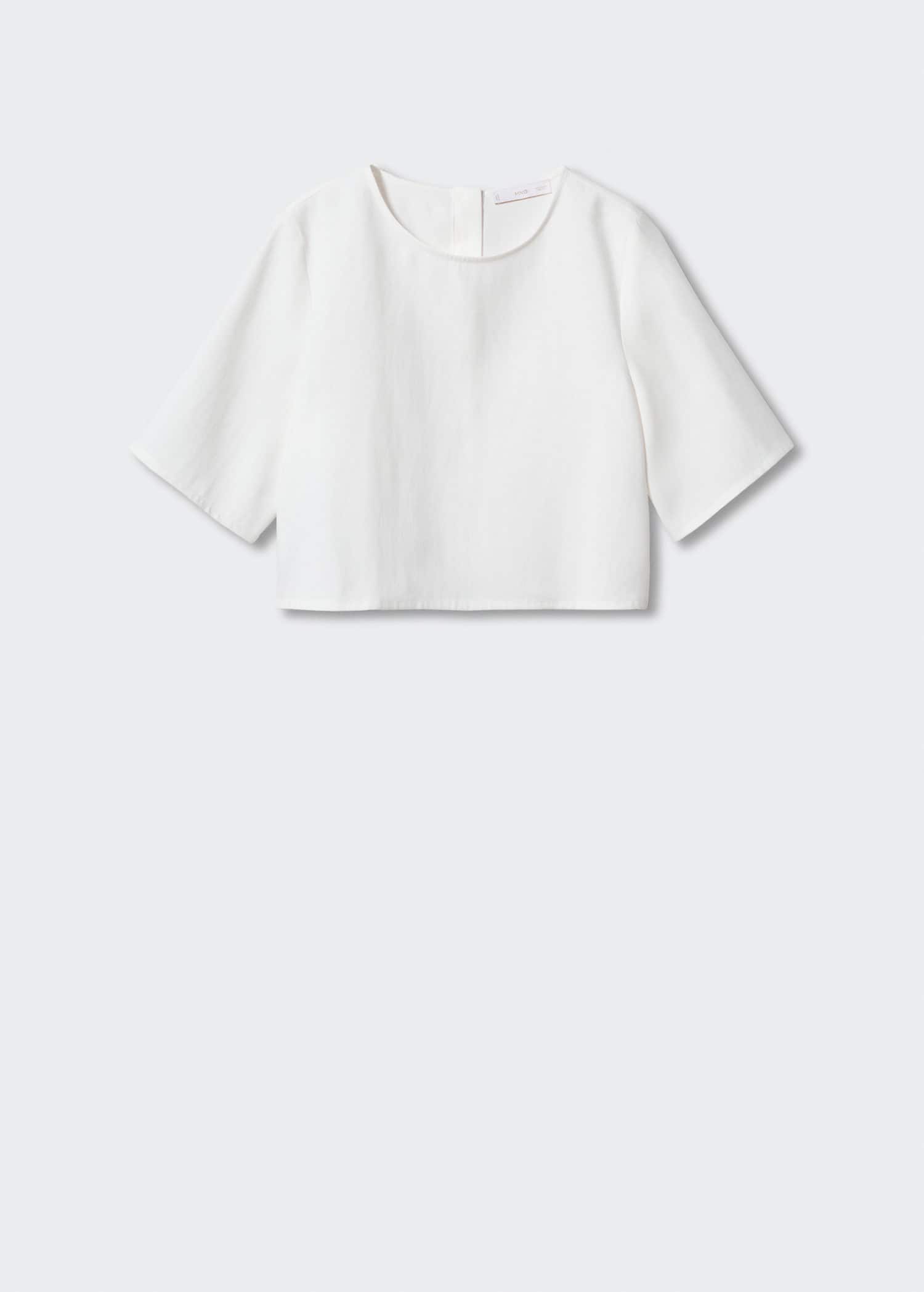 MANGO Back Button Blouse in White | Endource