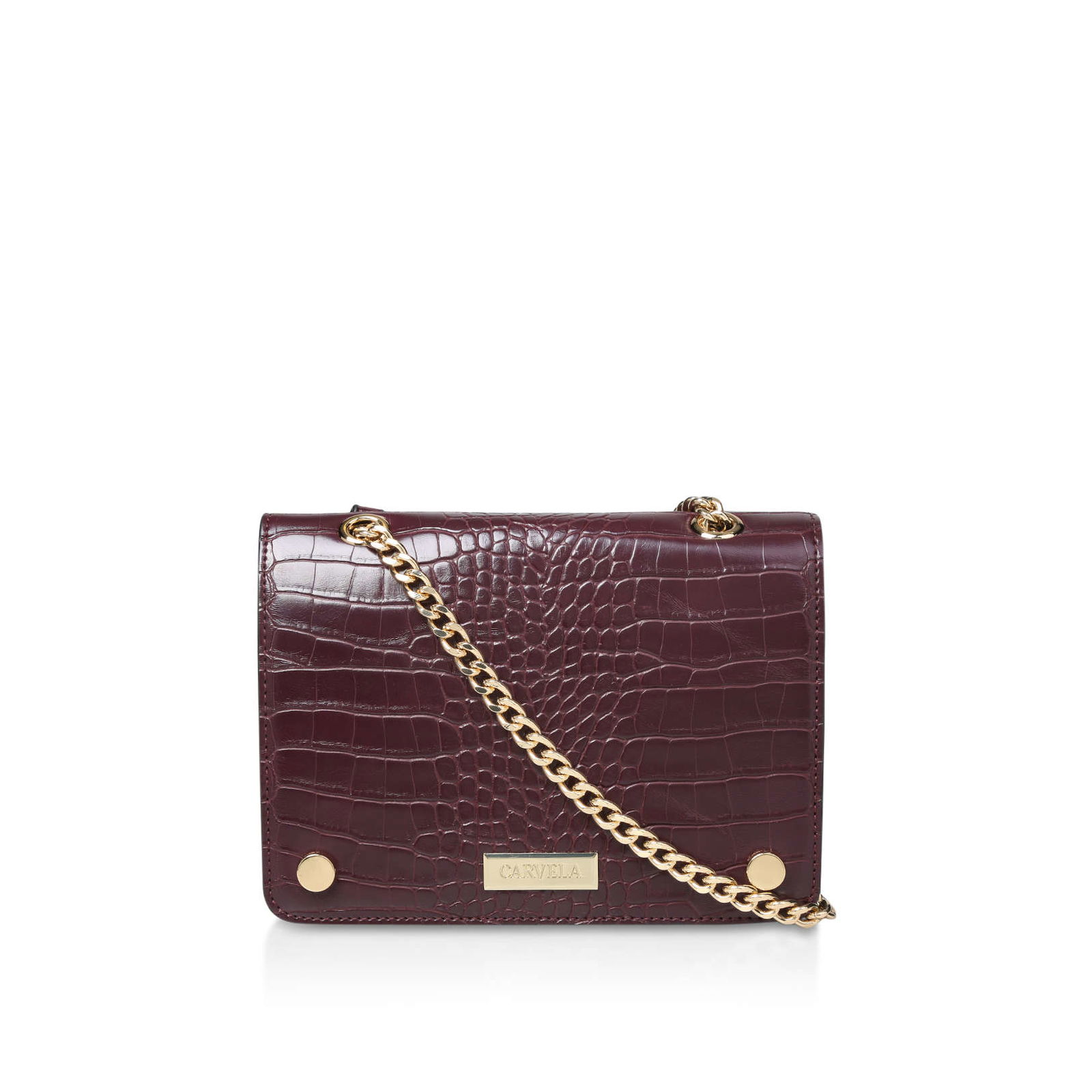 Carvela Kurt Geiger Rhona Cross Body Bag in WINE/CROC PRINT | Endource