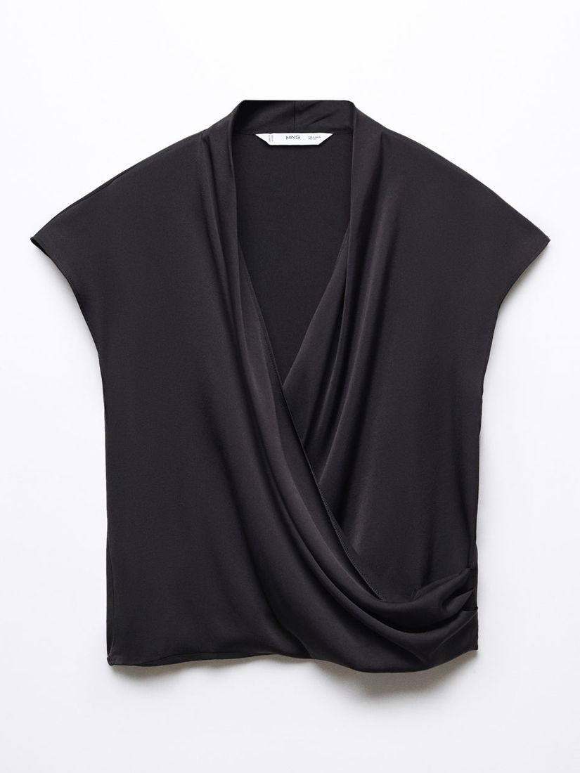 MANGO Crusie Crossover Blouse in Black | Endource