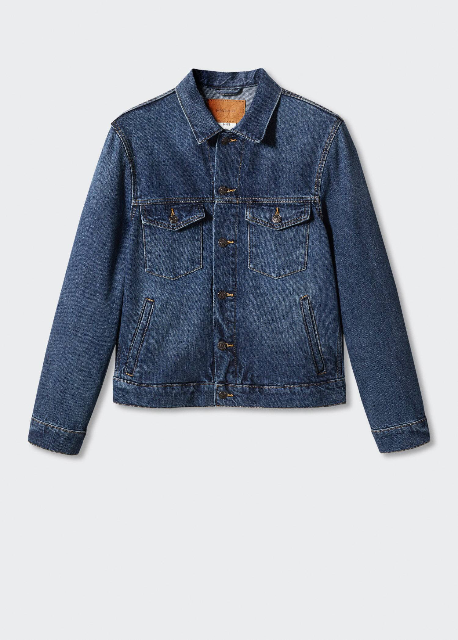 MANGO Basic Denim Jacket in Dark Blue | Endource