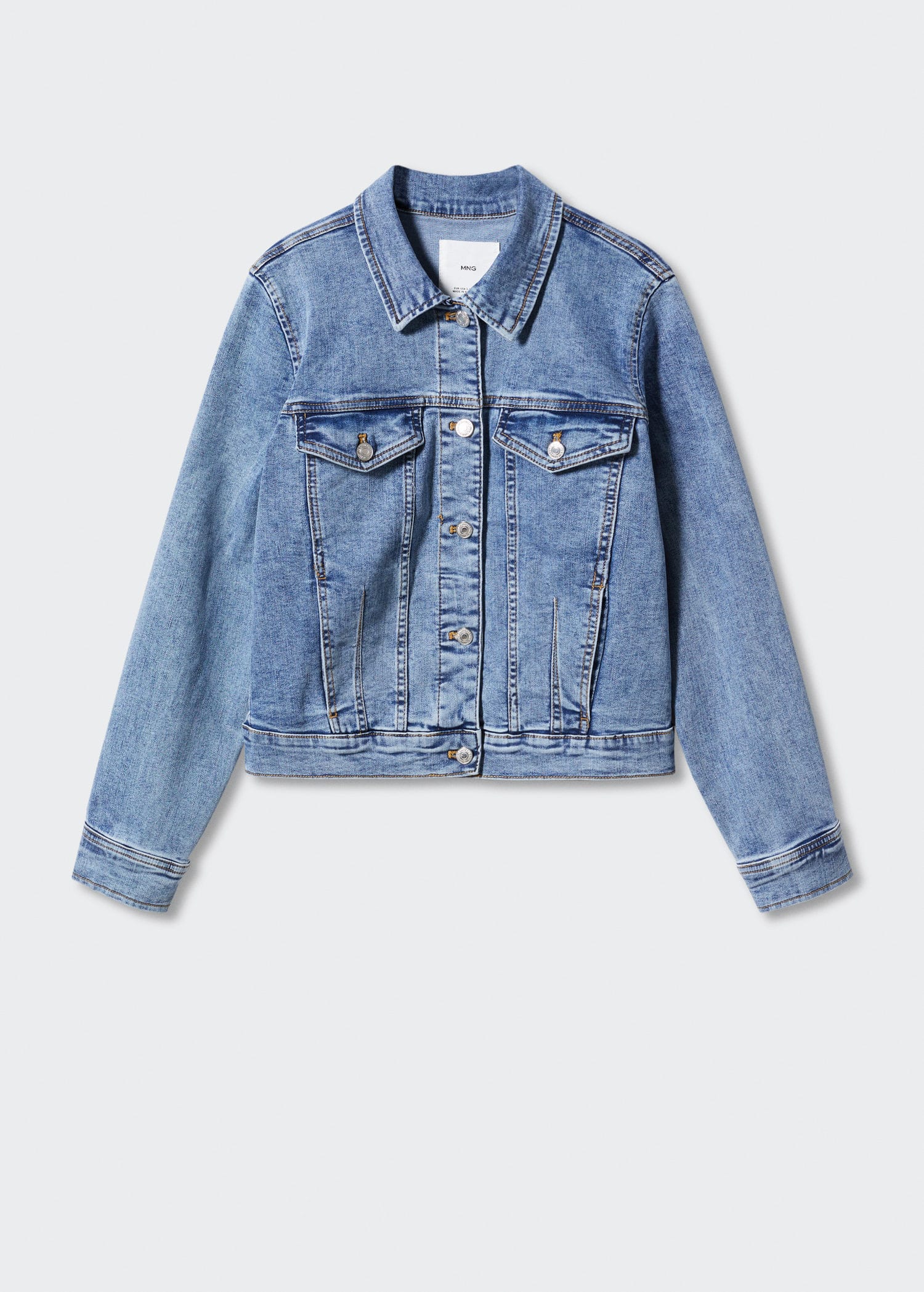 MANGO Pocketed Denim Jacket in Medium Blue | Endource