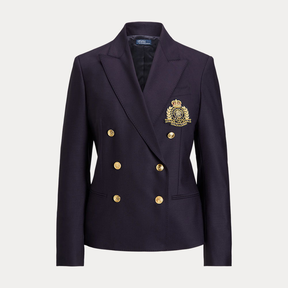 POLO RALPH LAUREN Double-Breasted Crest Blazer in Blue | endource