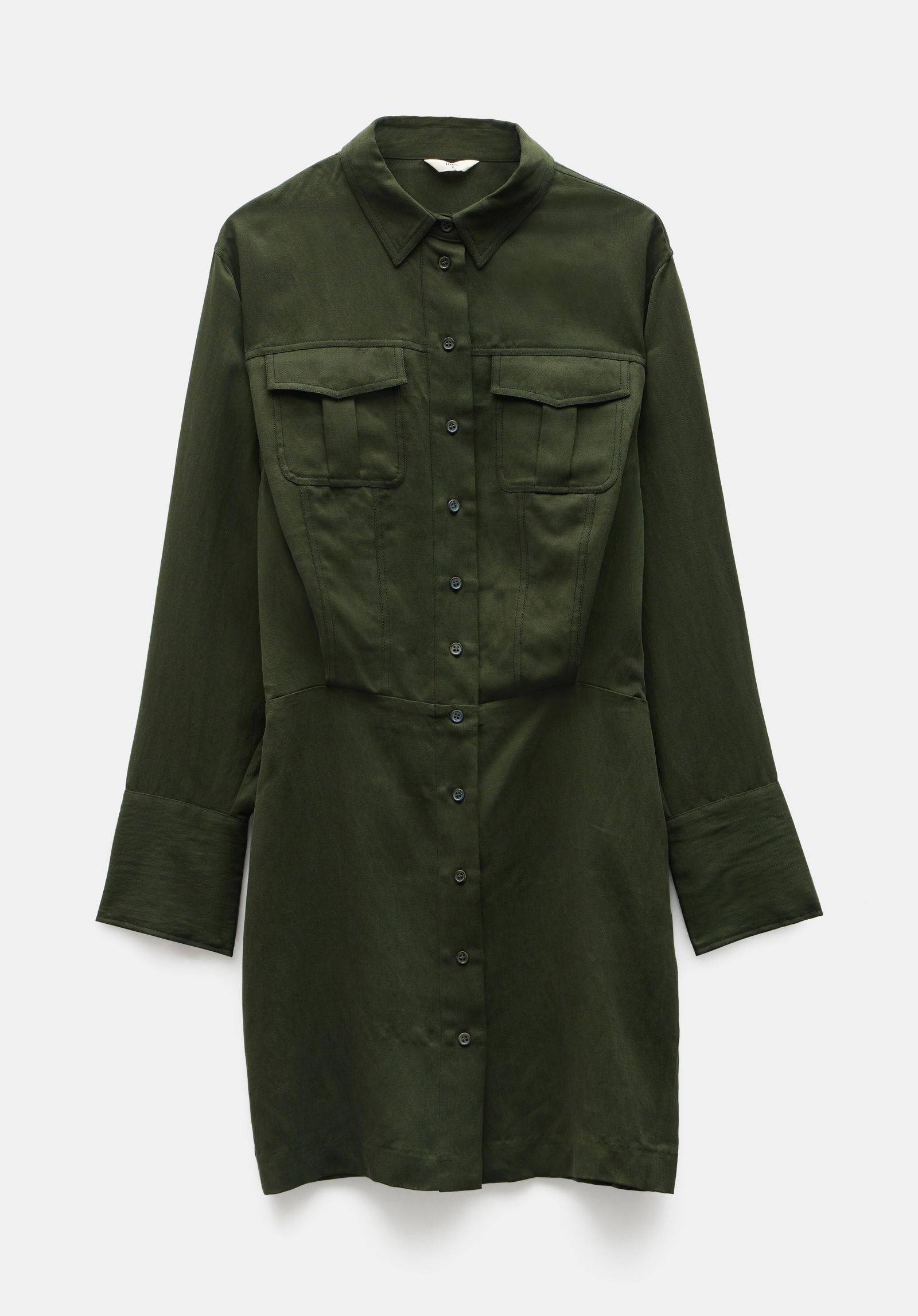 HUSH Maia Mini Utility Dress in Dark Green | endource