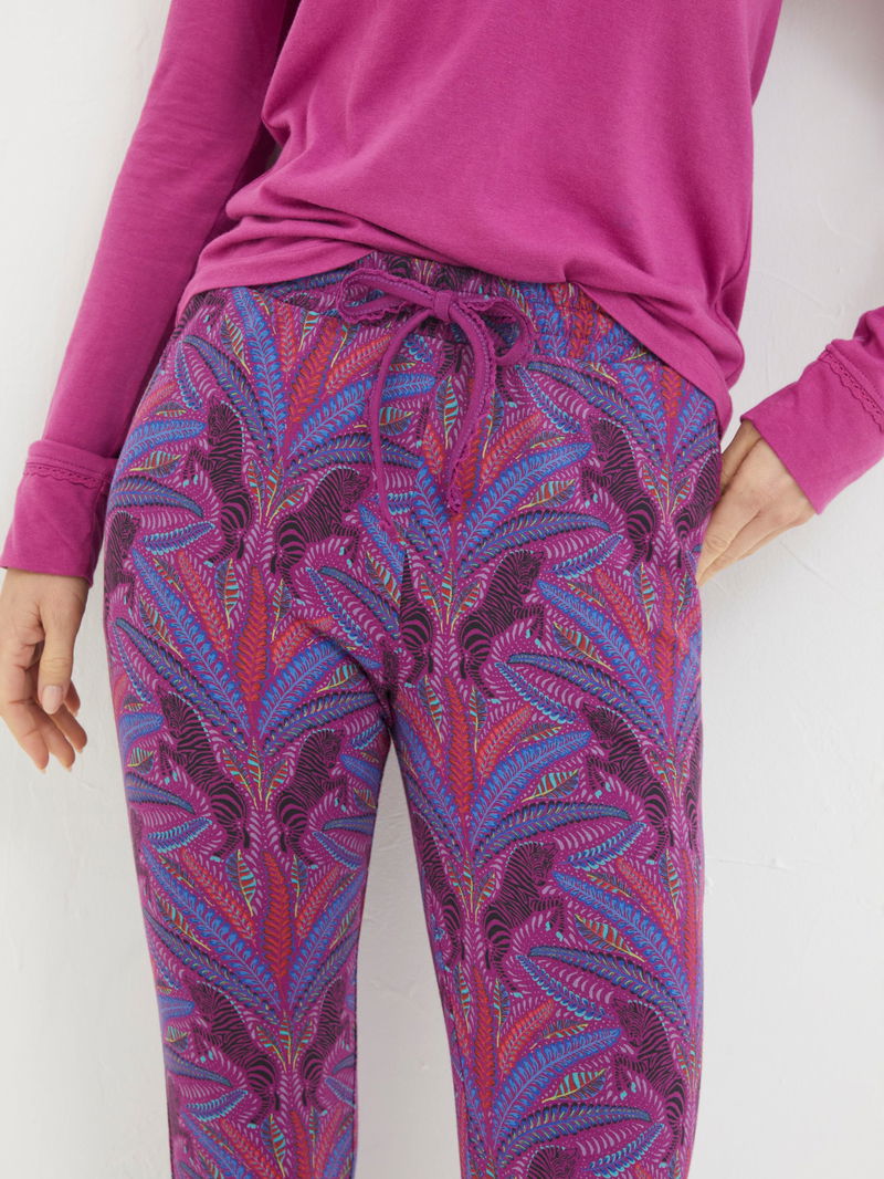 FATFACE Ellie Zebra Tapered Pyjama Bottoms in Fuchsia | Endource