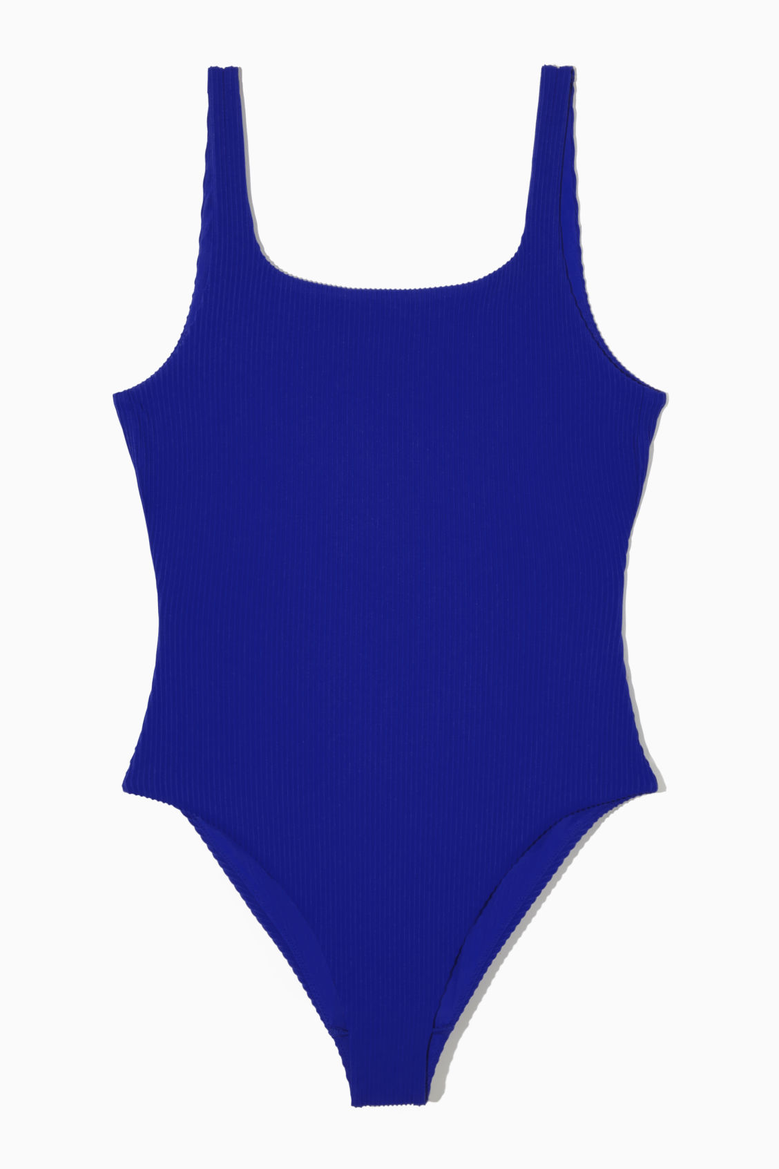 COS Square-Neck Ribbed Swimsuit in BRIGHT BLUE | endource