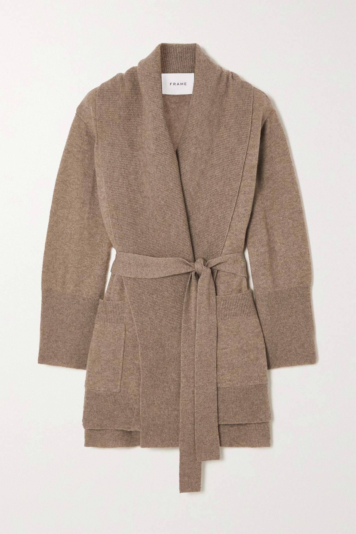 FRAME Belted Cashmere Cardigan in Neutrals | Endource