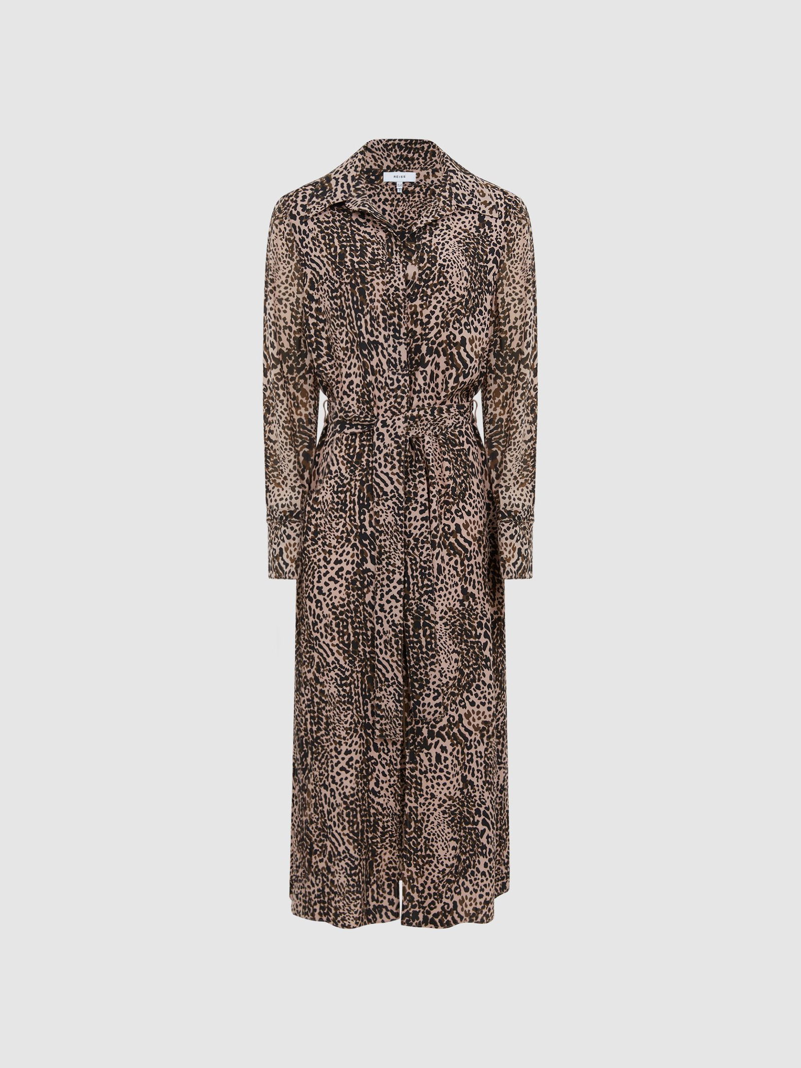 REISS Tabitha Animal Print Dress in Brown | endource