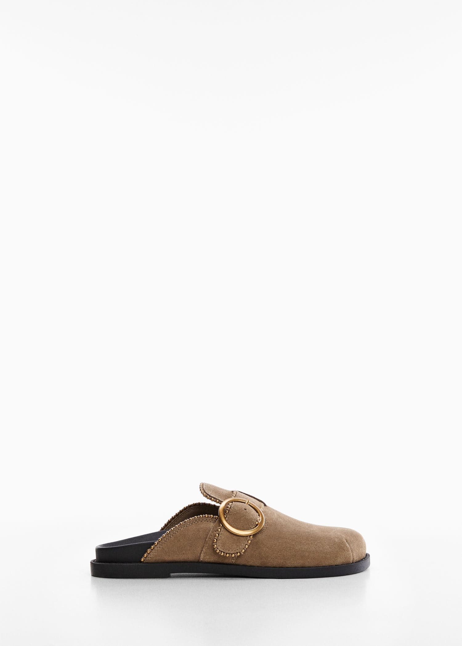 MANGO Studded Leather Clog in Medium Brown | Endource