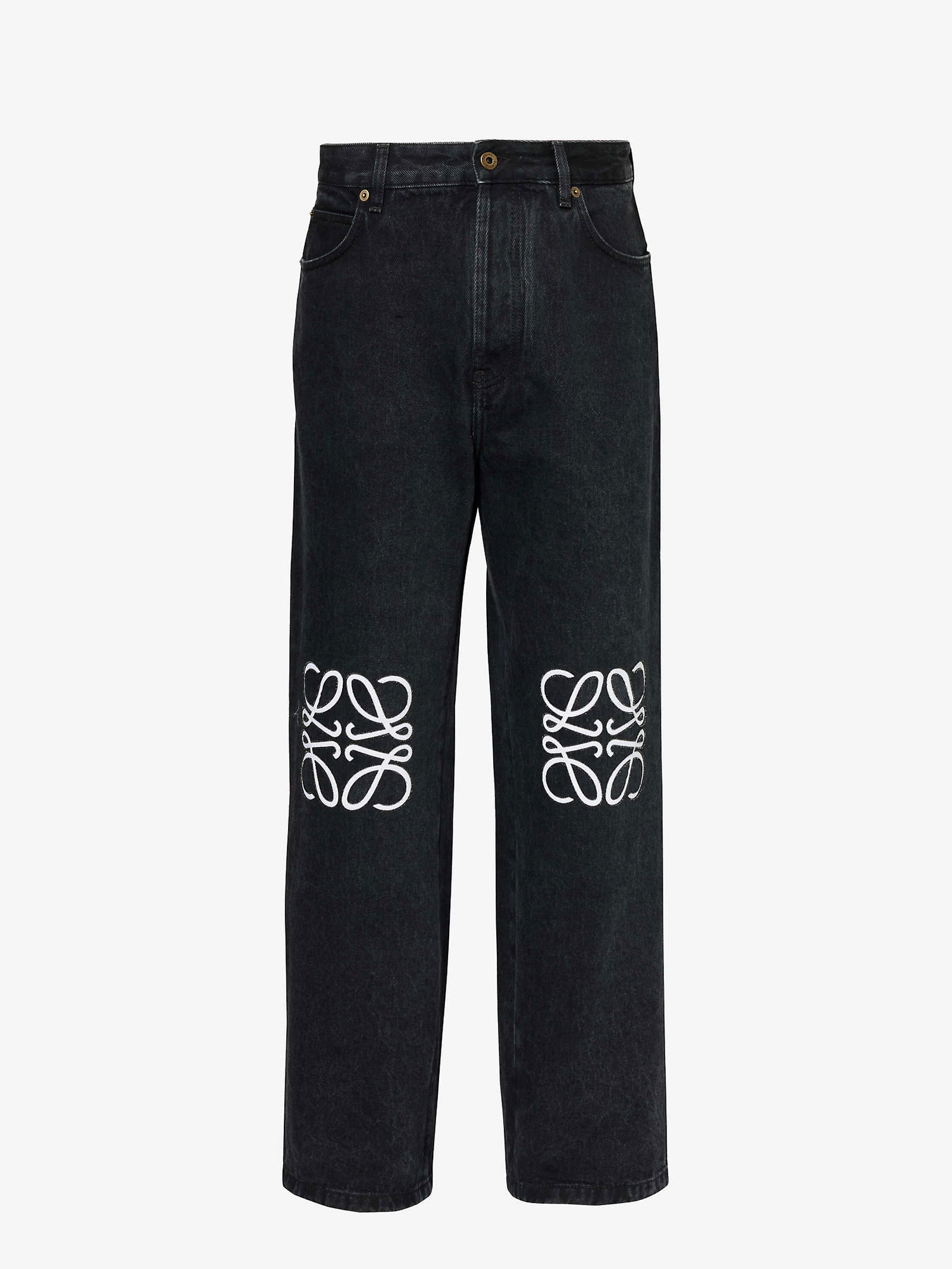 LOEWE Anagram-Embellished Straight-Leg Jeans in BLACK | endource