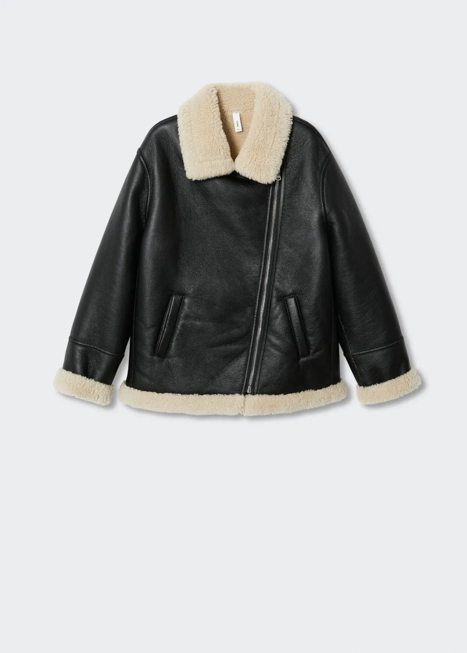 MANGO Faux Shearling-Lined Jacket in Black | endource