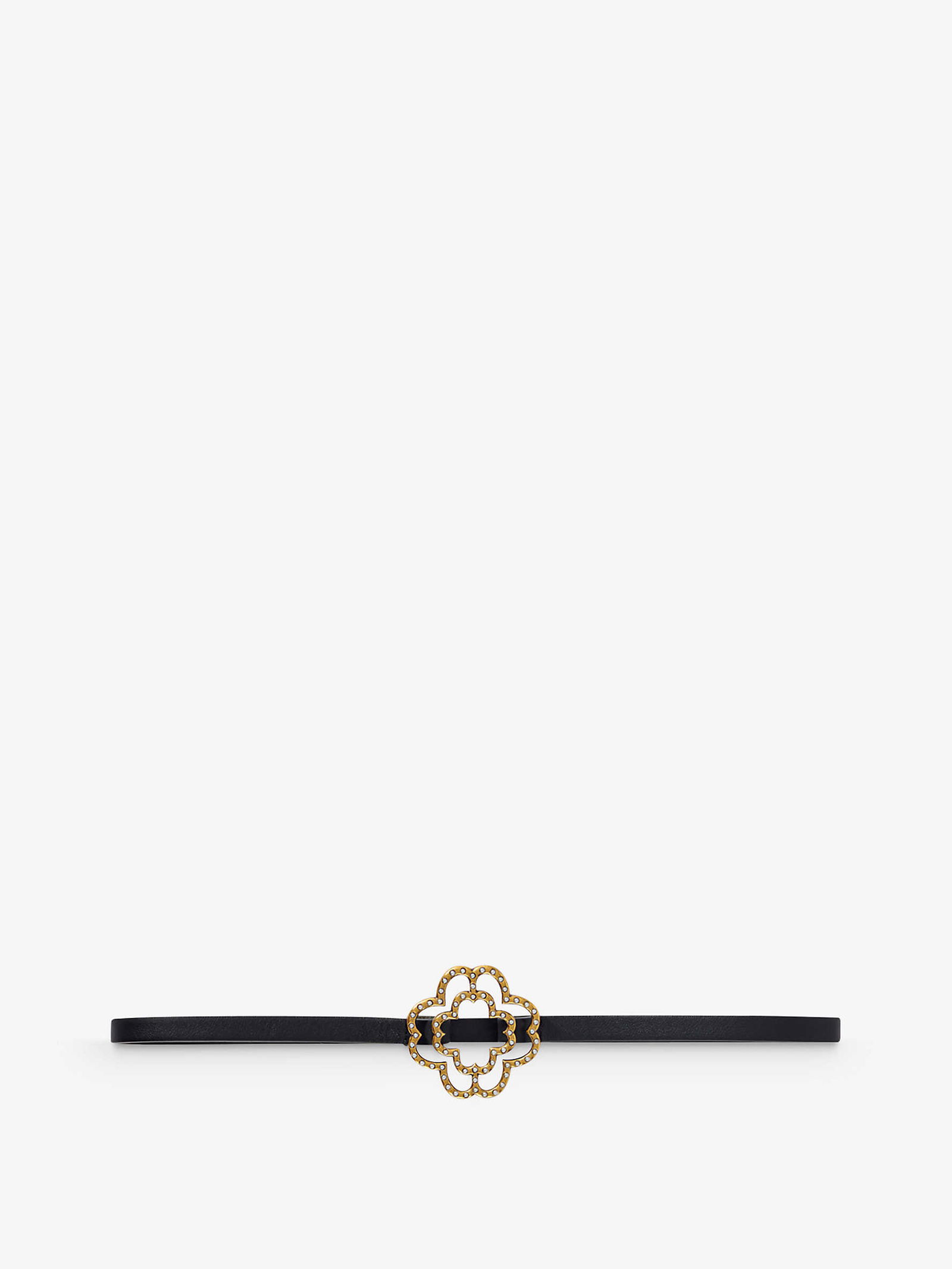 MAJE Logo-Buckle Leather Belt in Noir / Gris | endource