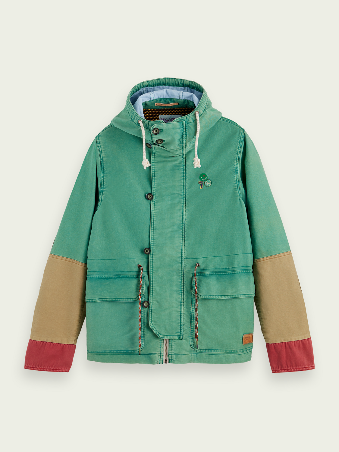 SCOTCH & SODA Organic Washed Colour Block Hooded Jacket in Combo A ...