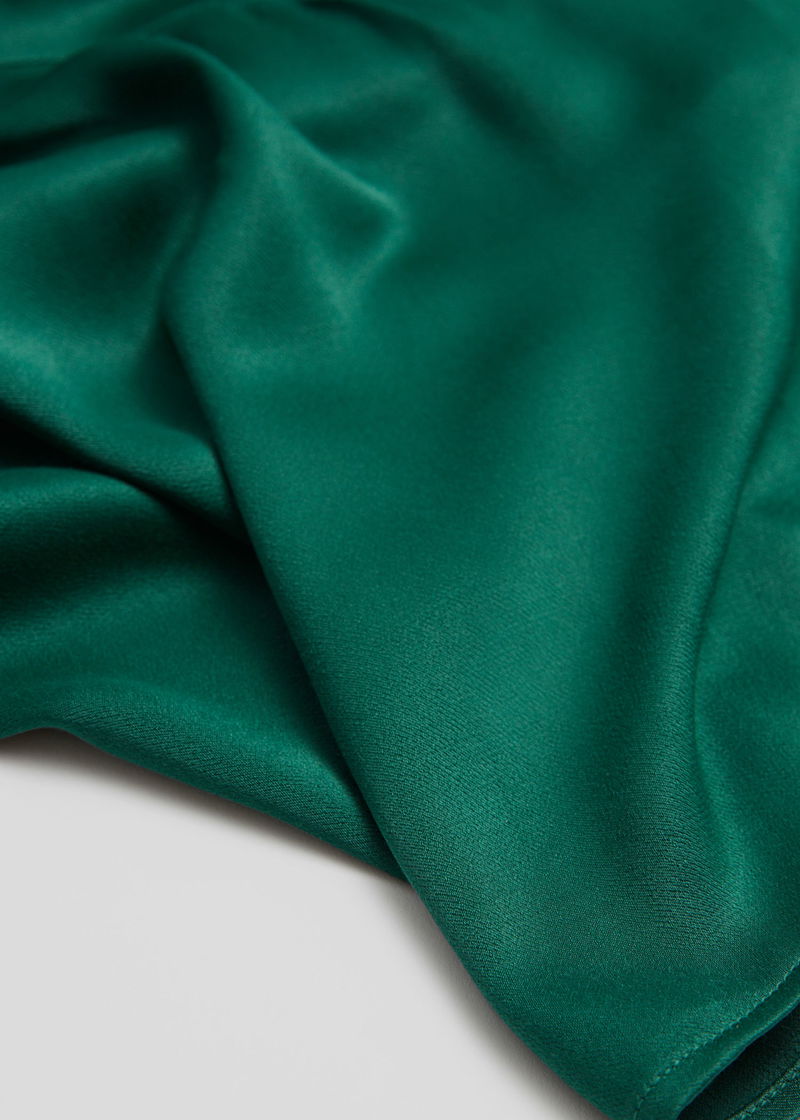 And Other Stories Tie Neck Satin Blouse In Green Endource
