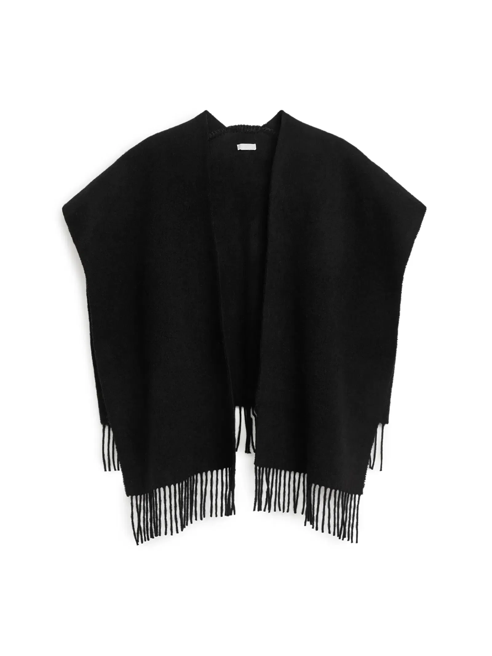 ARKET Wool Fringe Scarf in Black | endource