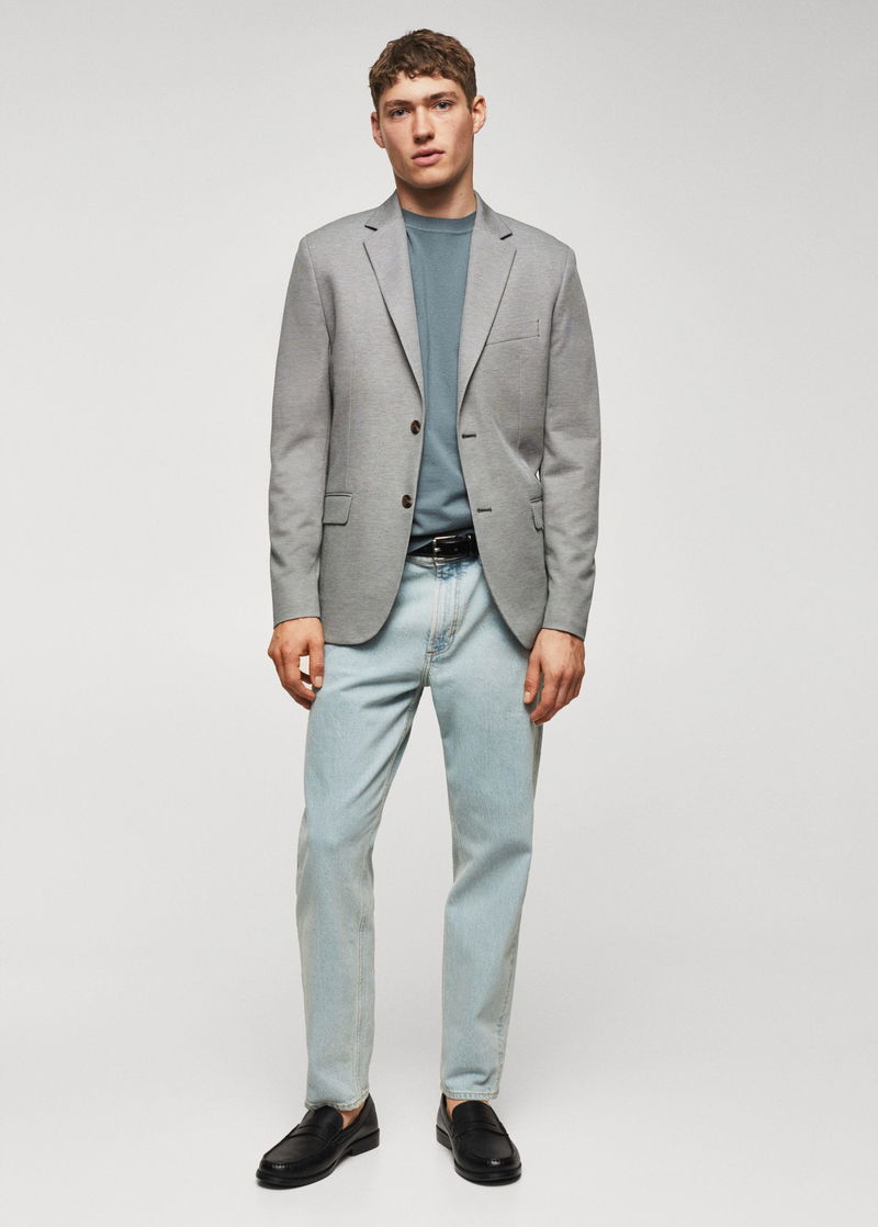 MANGO Slim Fit Microstructure Blazer | Endource