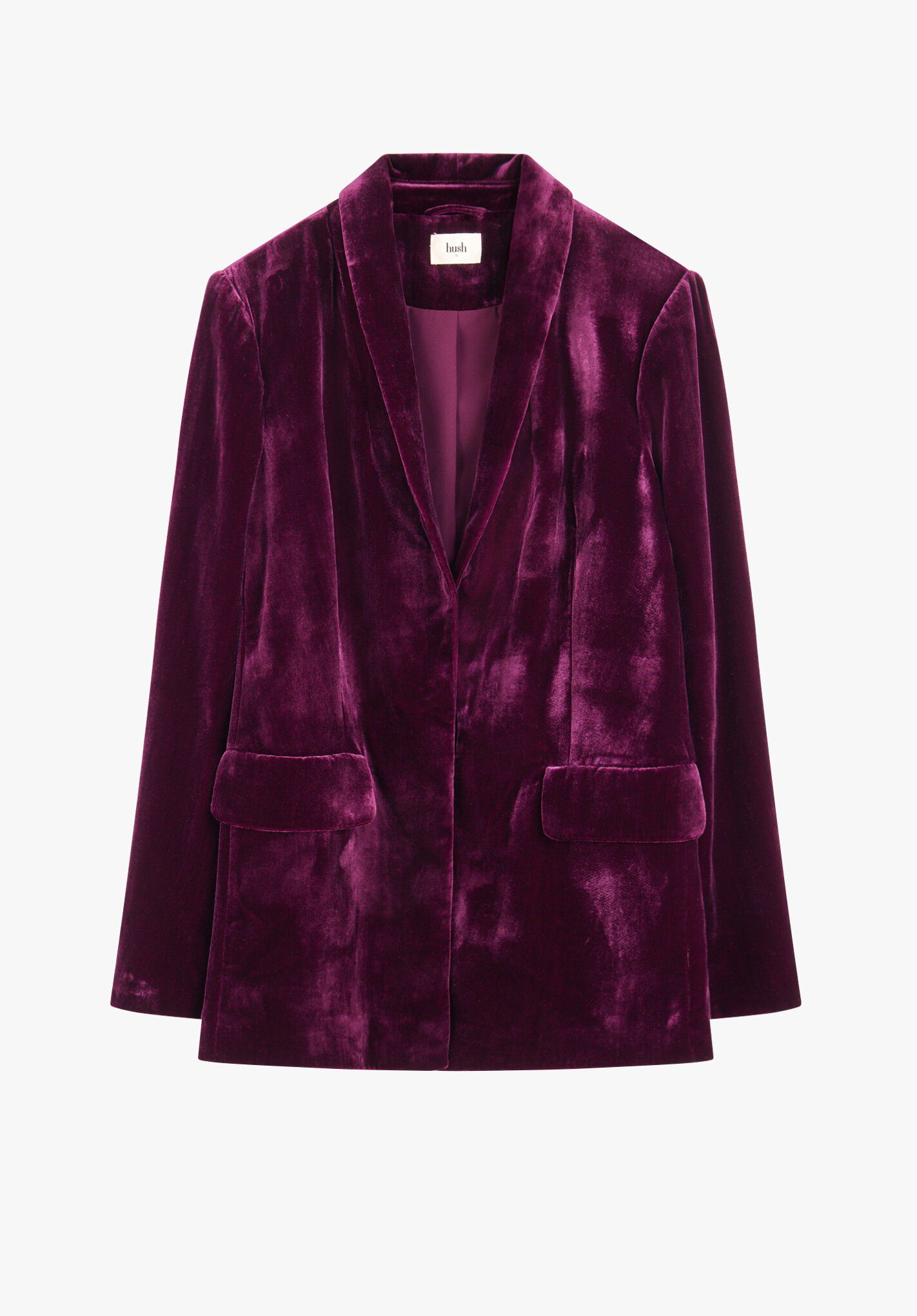 HUSH Marina Velvet Blazer in Berry | endource