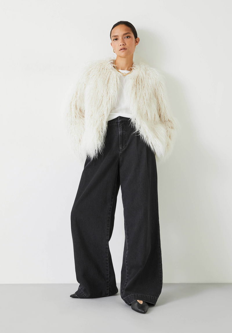 HUSH Rachel Faux Fur Jacket in Ecru | endource