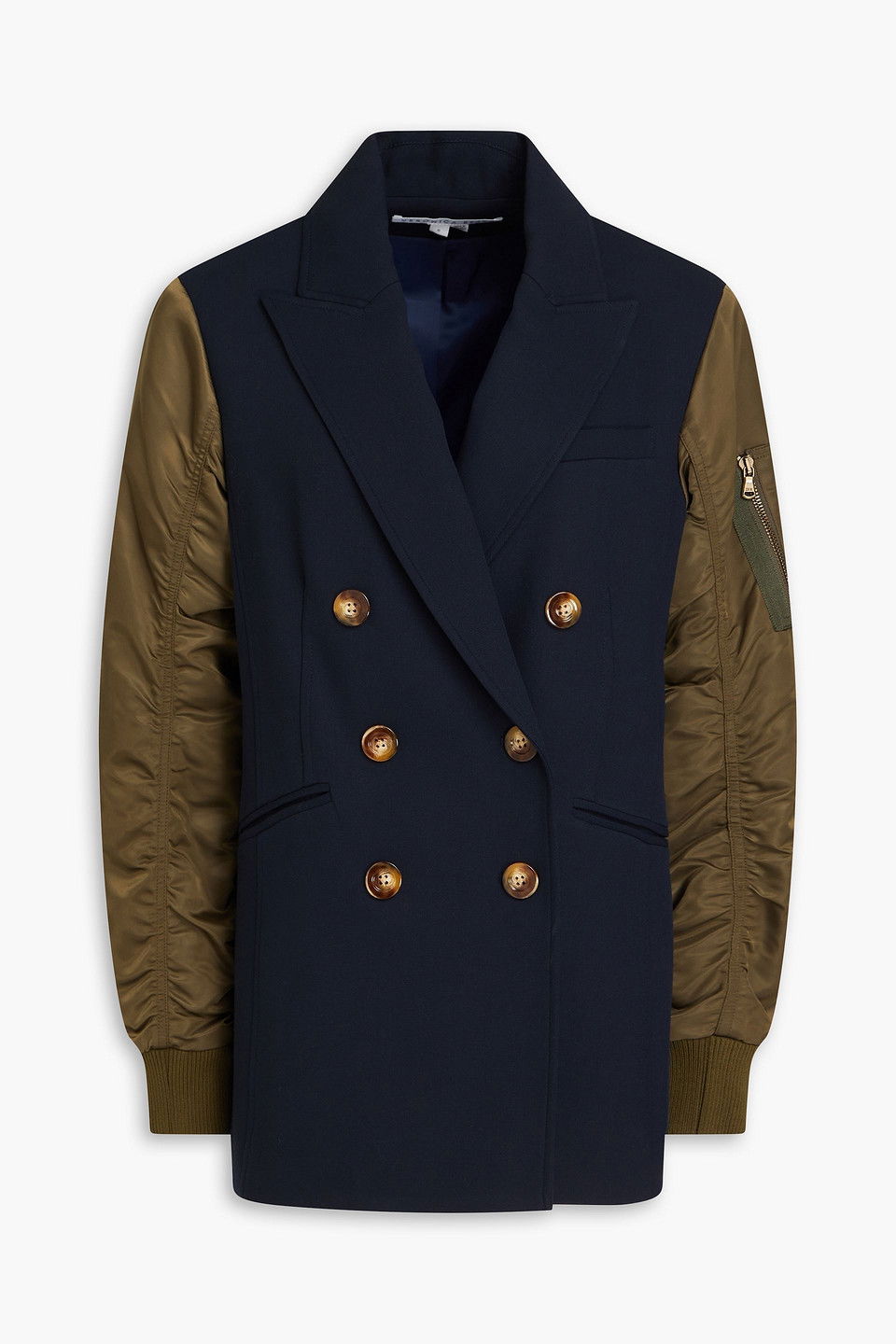 VERONICA BEARD Clausen Double-Breasted Two-Tone Shell Blazer in Blue ...