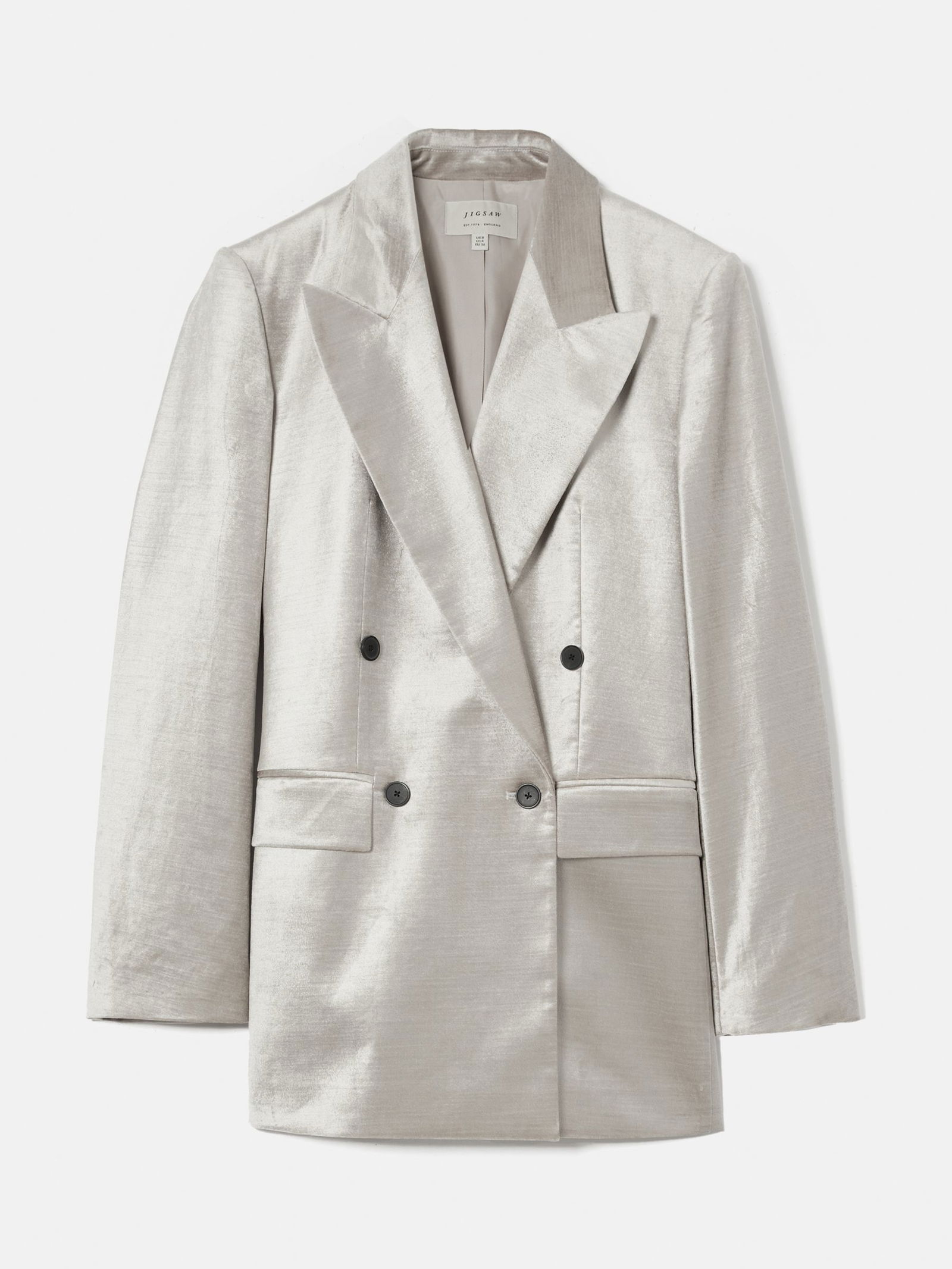 JIGSAW Double Breasted Velvet Blazer in Grey | endource