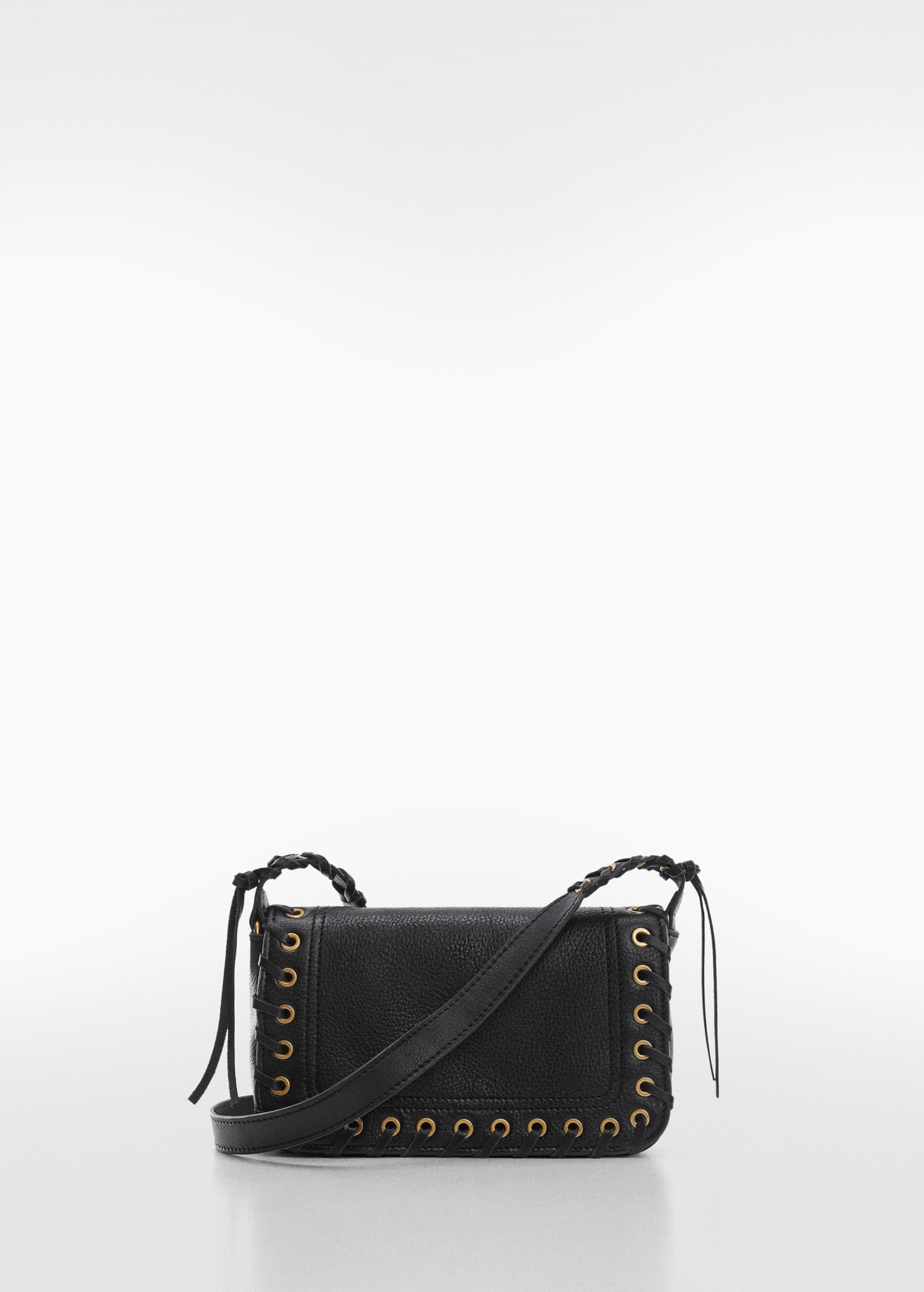 MANGO Stud Leather Bag in Black | endource