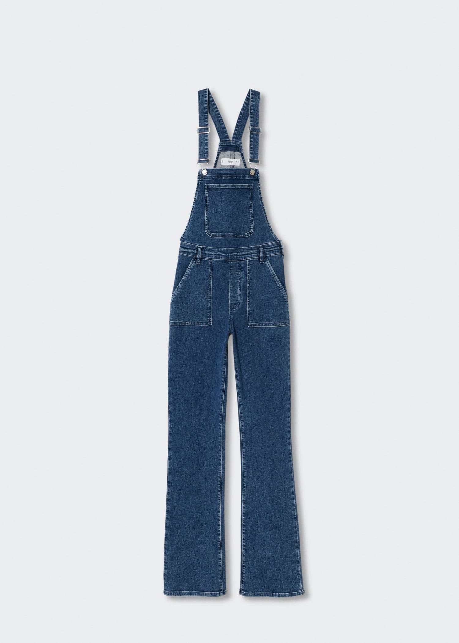 MANGO Long Denim Dungarees in Dark Blue | Endource