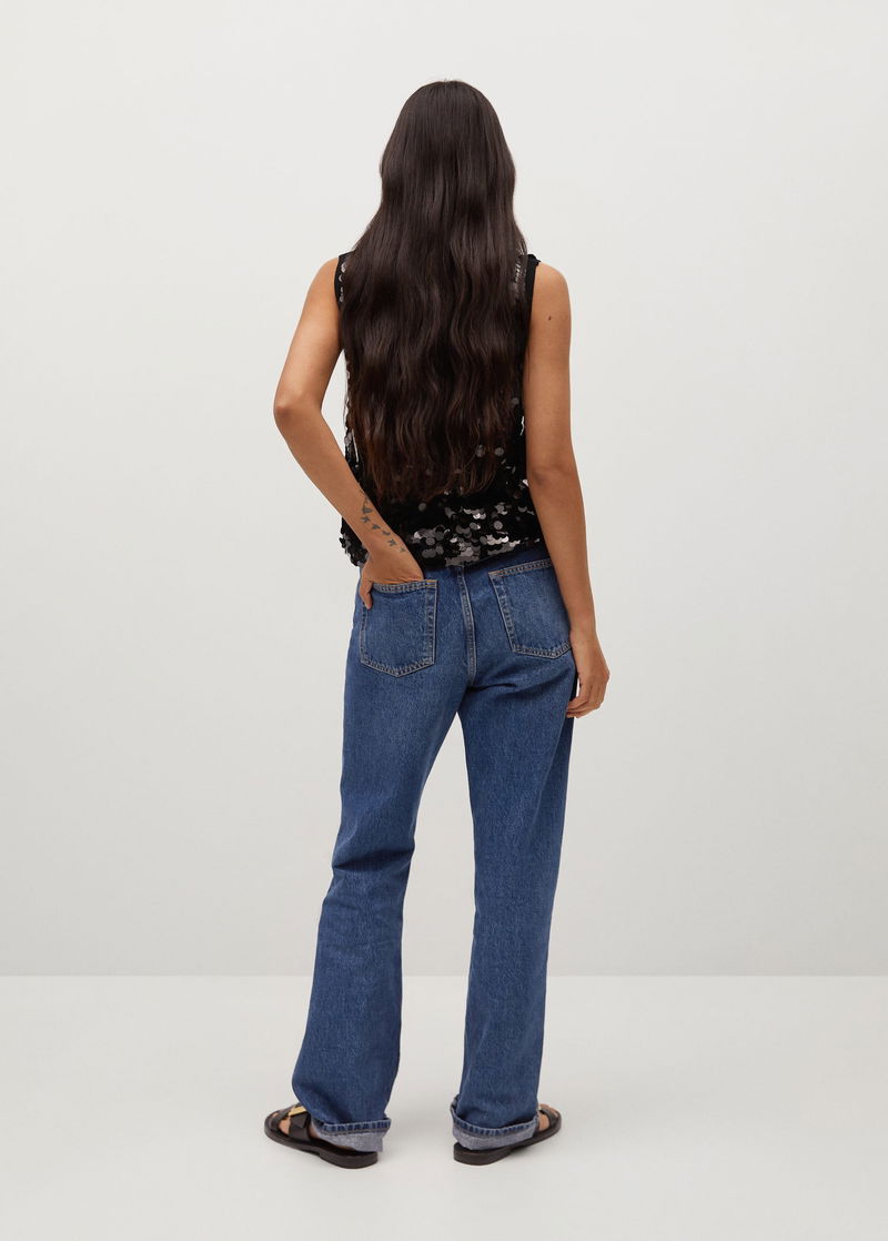 MANGO Sequin Top in Black | endource