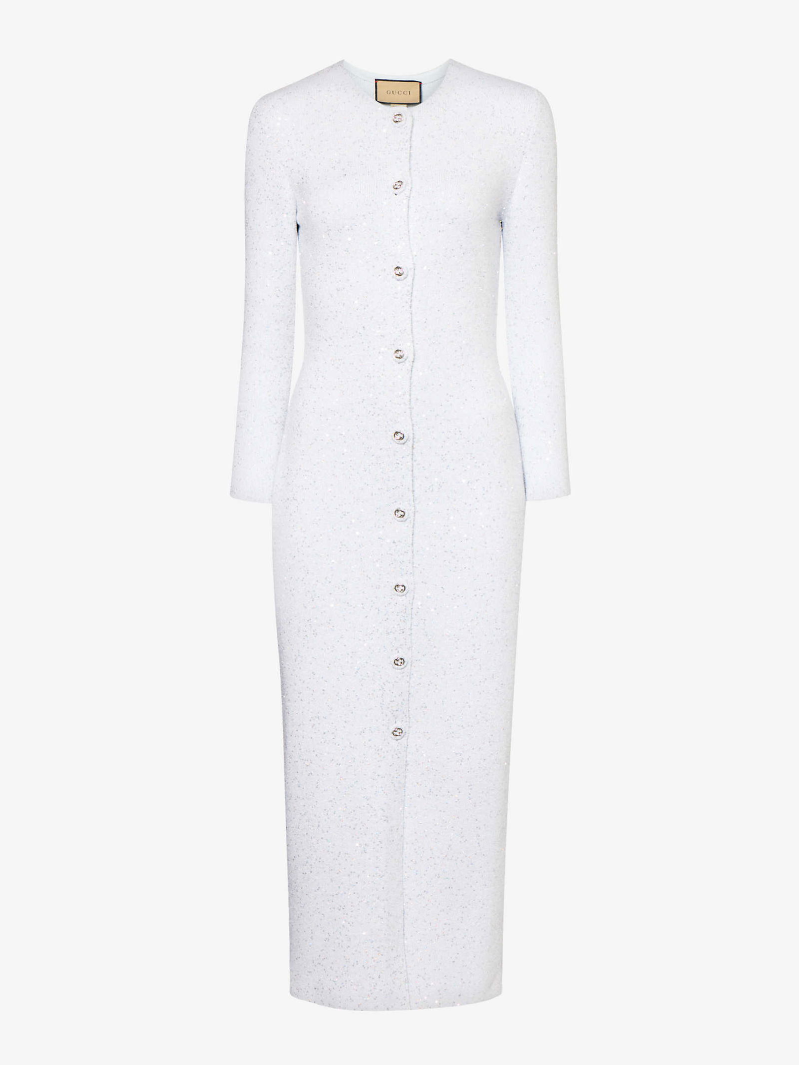GUCCI Round-Neck Sequin-Embellished Knitted Midi Dress in White Rock ...