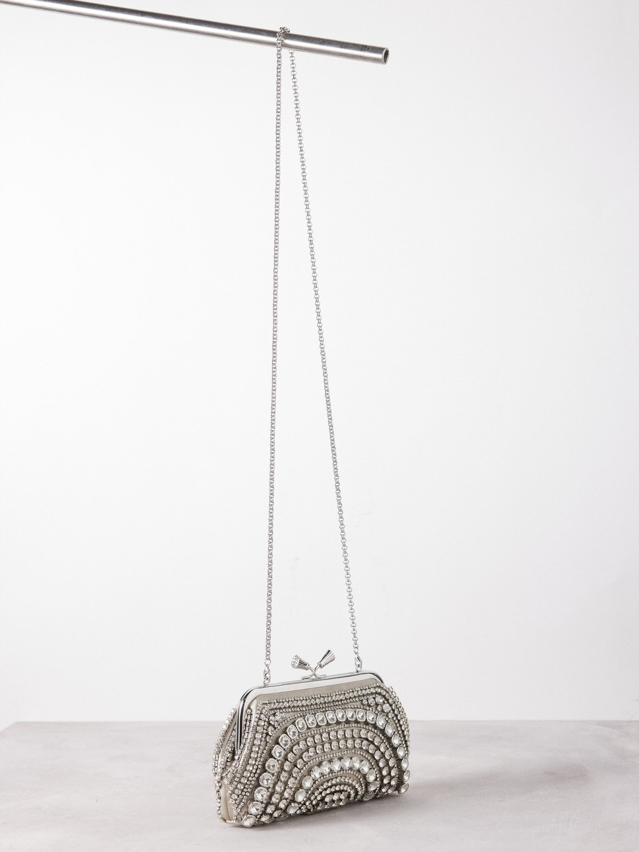 ANYA HINDMARCH Maud Crystal-Embellished Satin Clutch Bag | endource