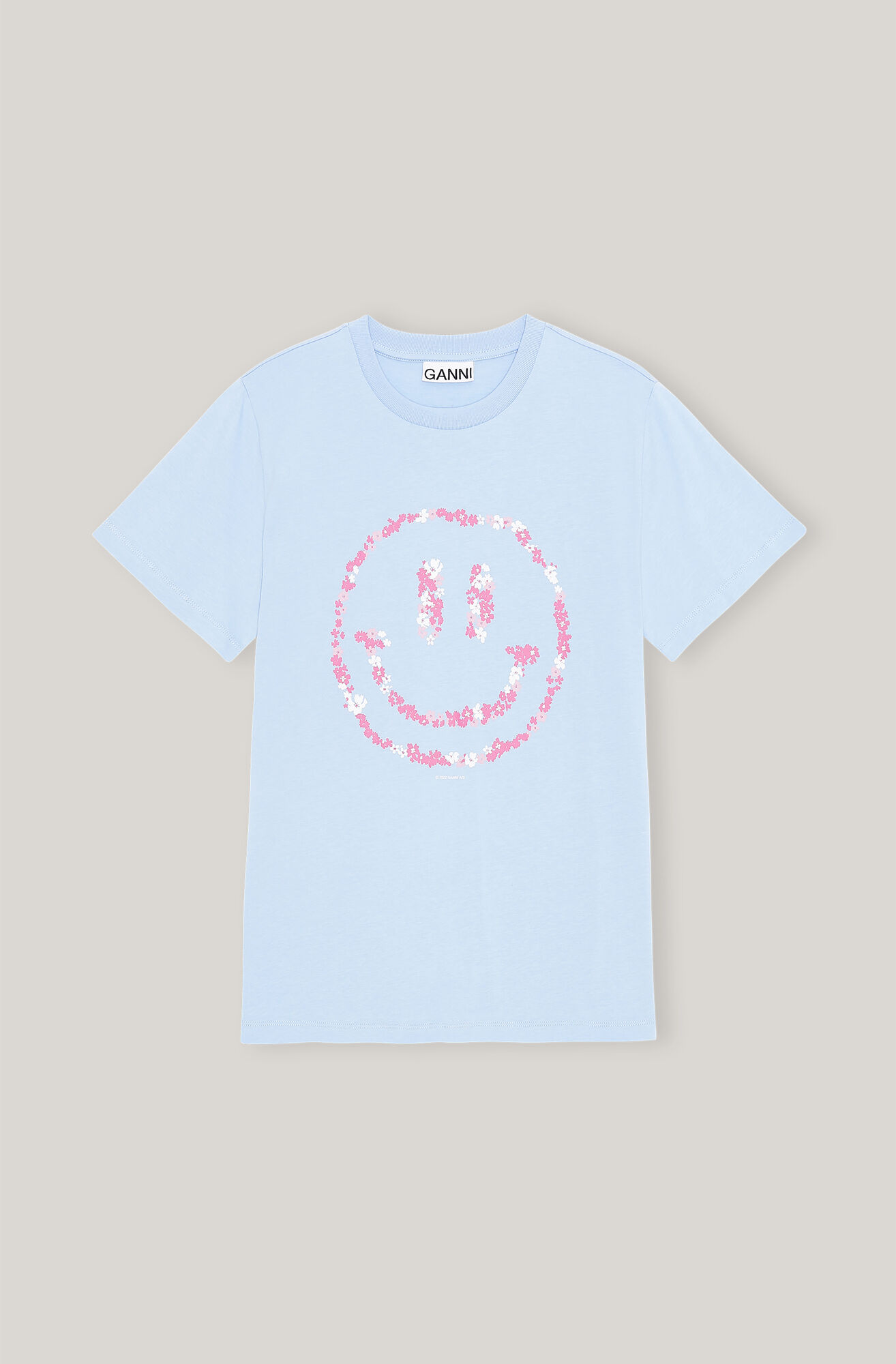 GANNI Smiley Tee in Placid Blue | Endource