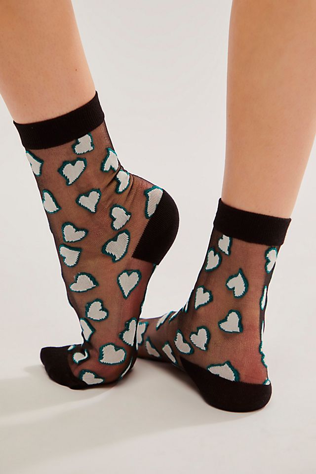 FREE PEOPLE Heart Confetti Sheer Crew Socks | Endource