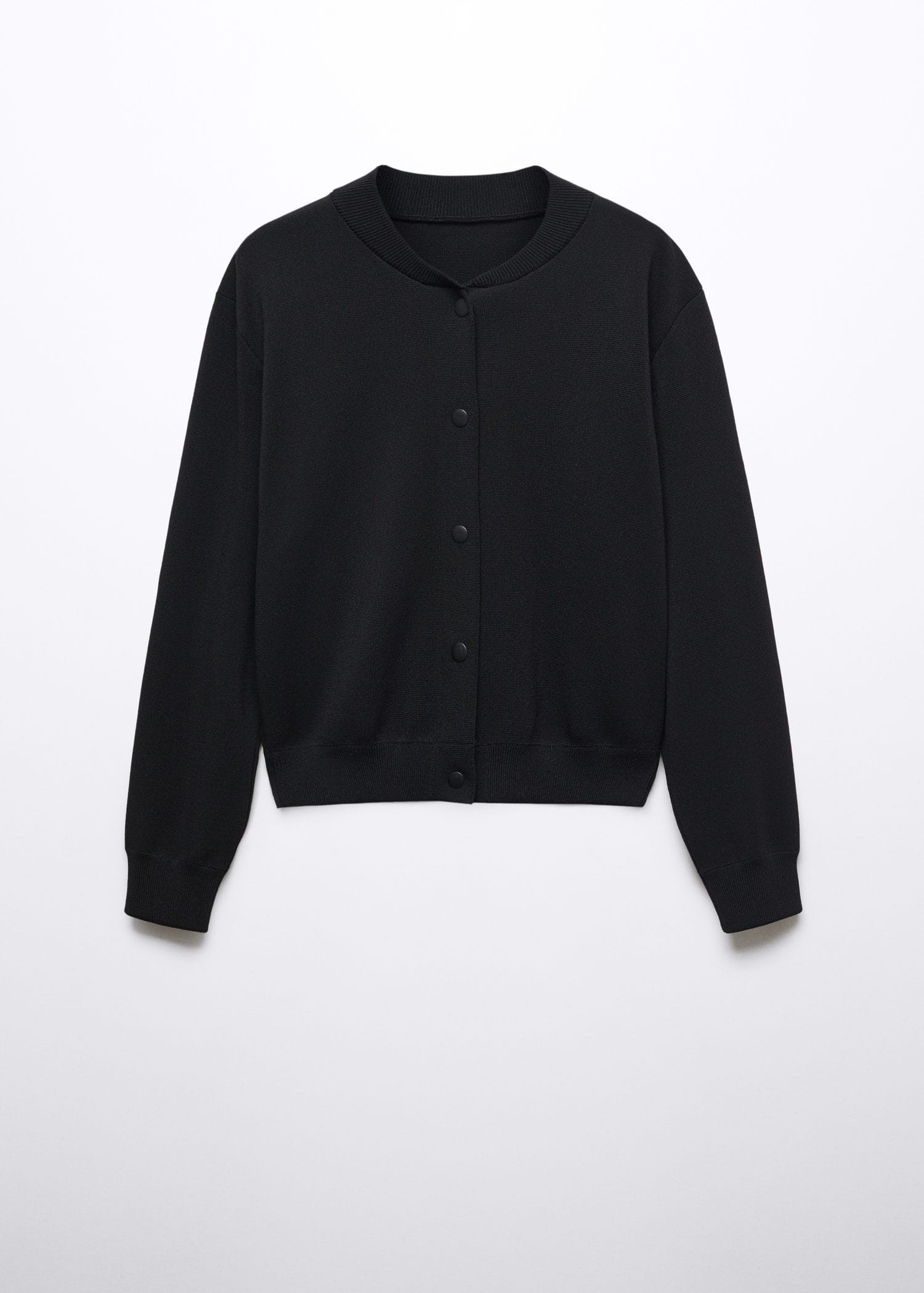 MANGO Round Neck Cardigan in Black | endource