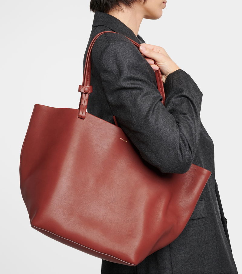 THE ROW Park Three Leather Tote Bag in Brown | endource