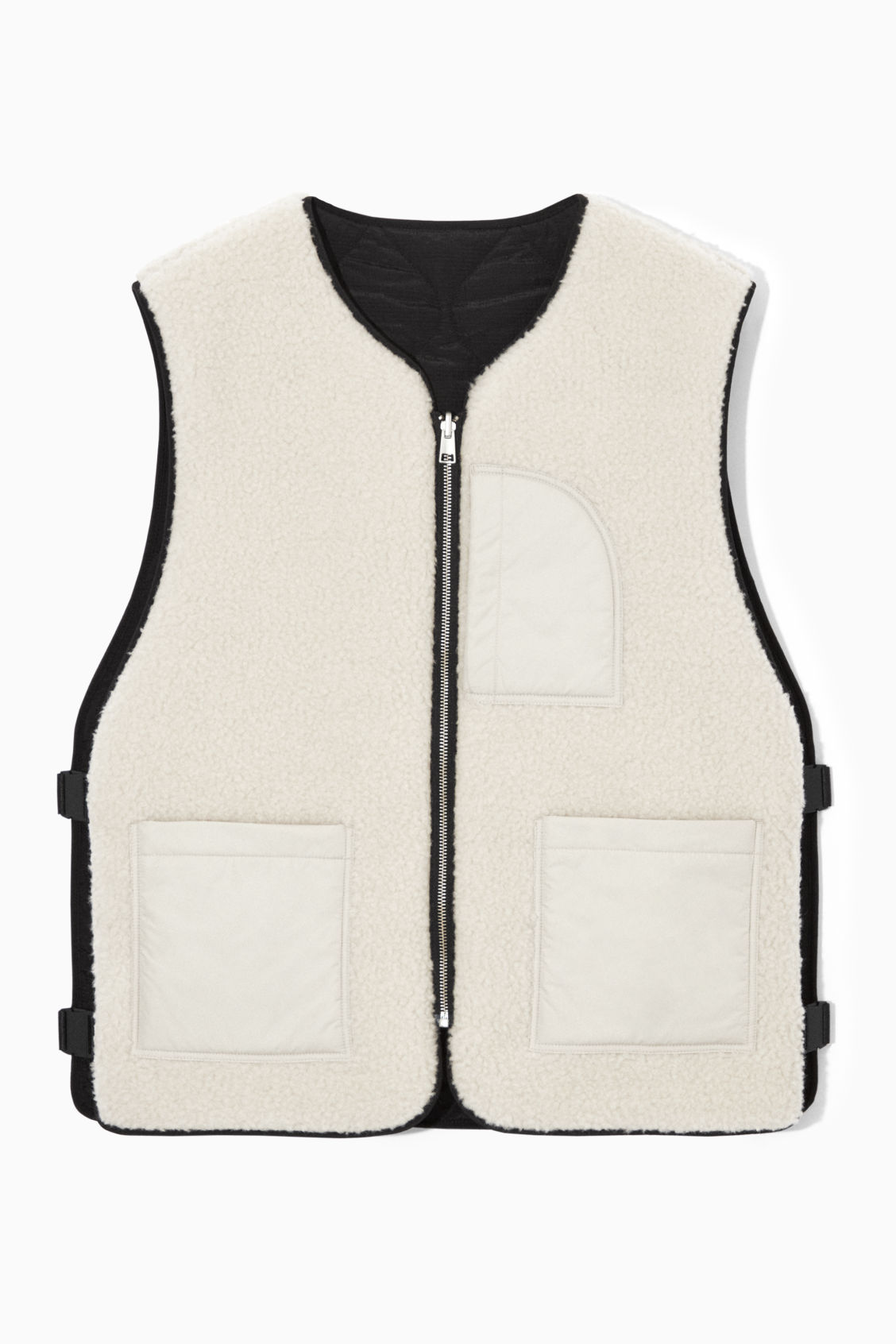 COS Reversible Fleece-Lined Utility Gilet in BLACK | endource