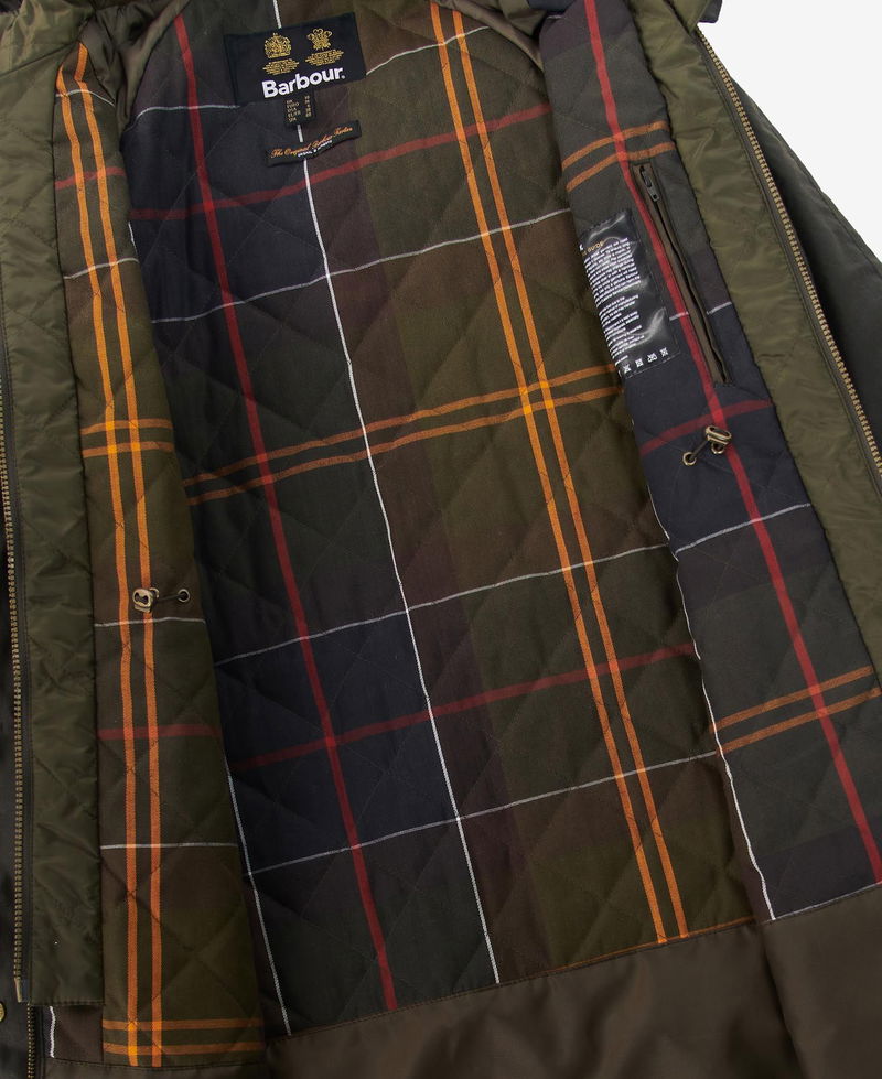 BARBOUR Long Cannich Wax Jacket in Olive/Classic | Endource