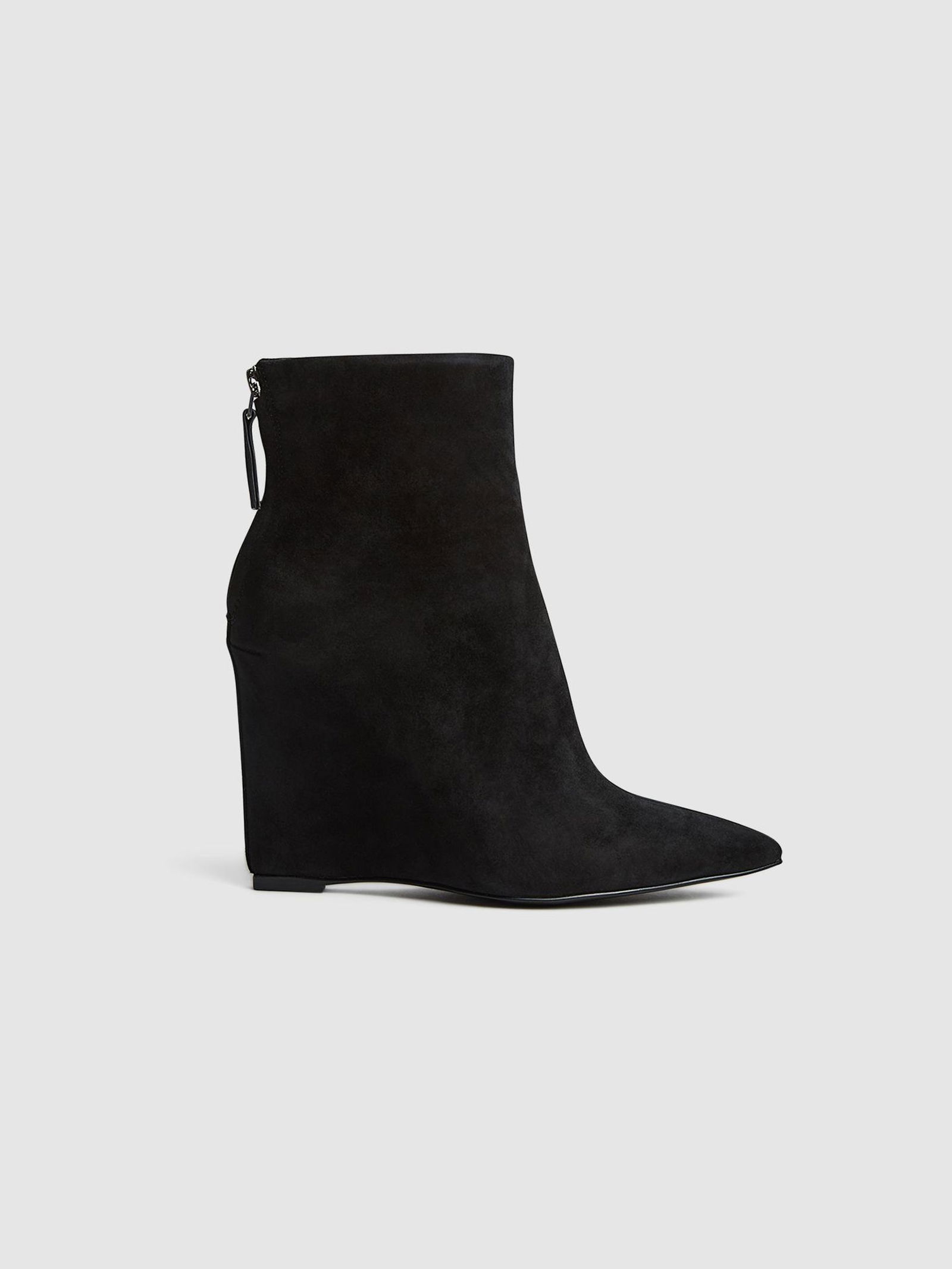 REISS Ashton Suede Wedge Boots in Black | endource