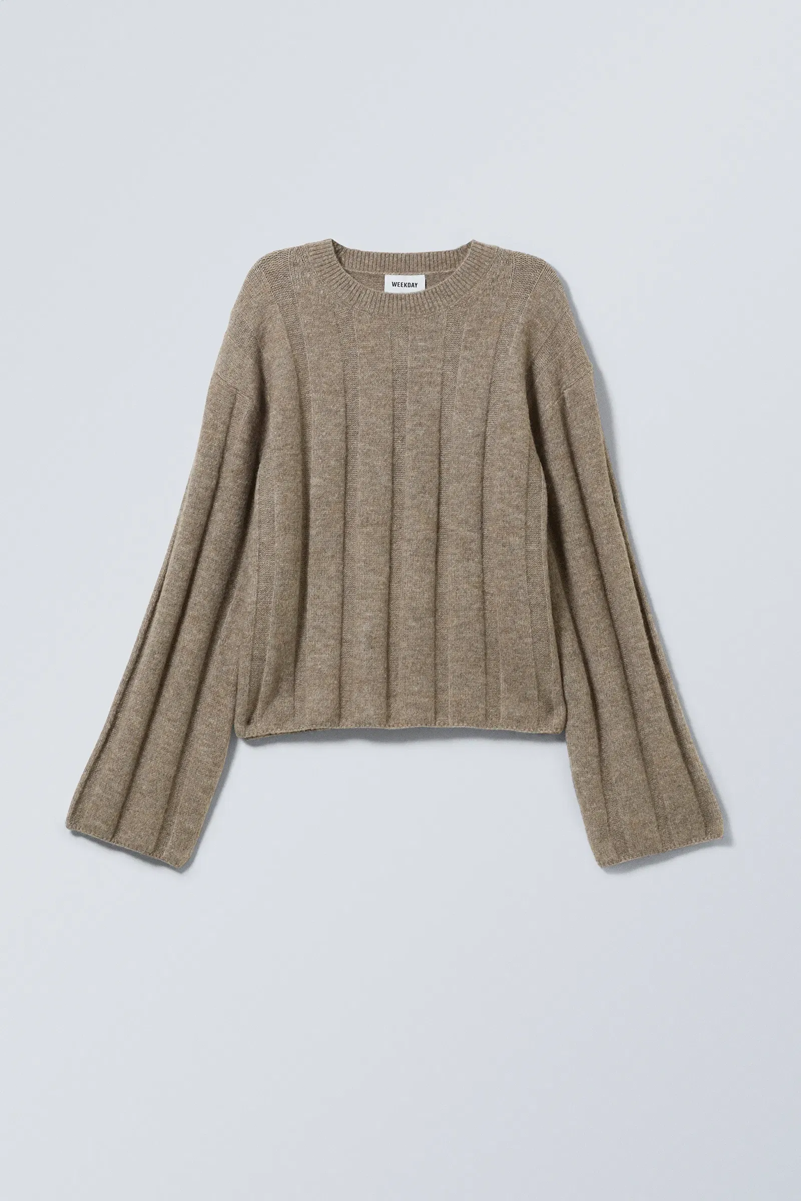 WEEKDAY Fiona Rib Sweater in Dusty Mole | endource