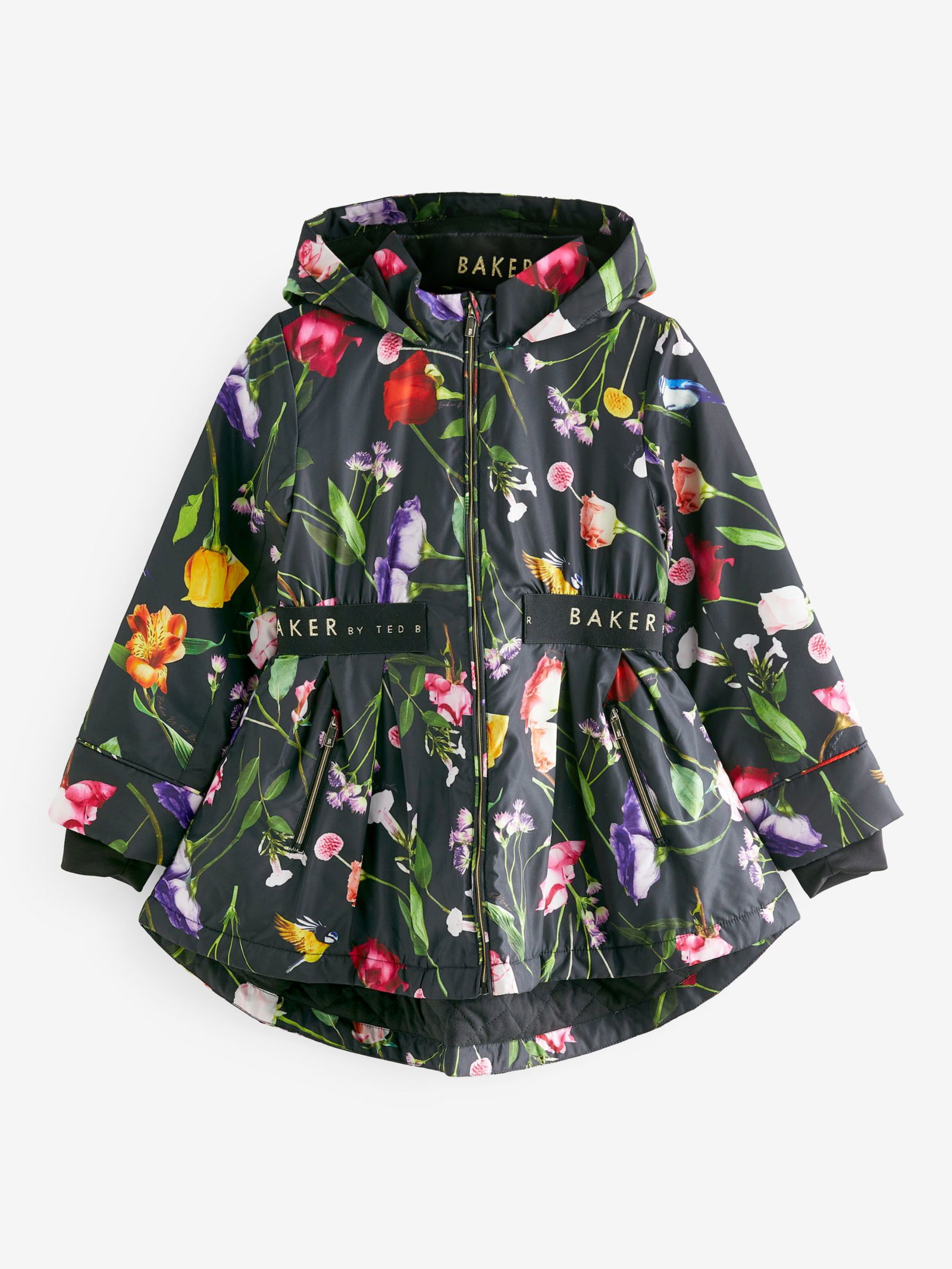 TED BAKER Floral Print Waterproof Jacket in Black/Multi | endource