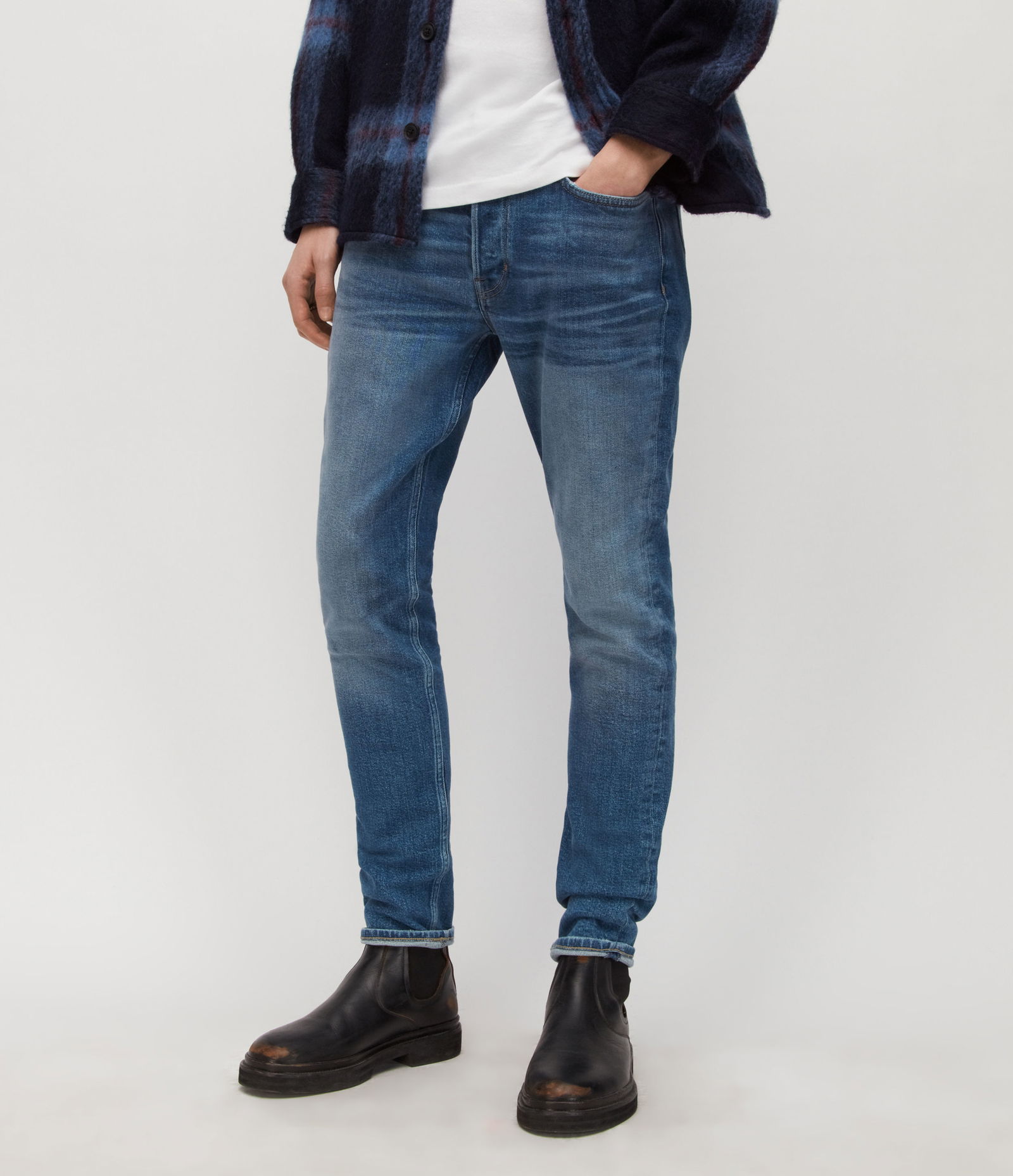 ALLSAINTS Rex Slim Jeans in Washed Indigo | endource