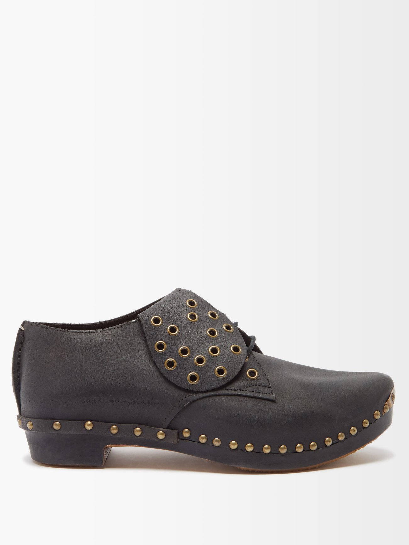 MAISON MARGIELA Eyelet Lace-Up Clogs in Black | endource