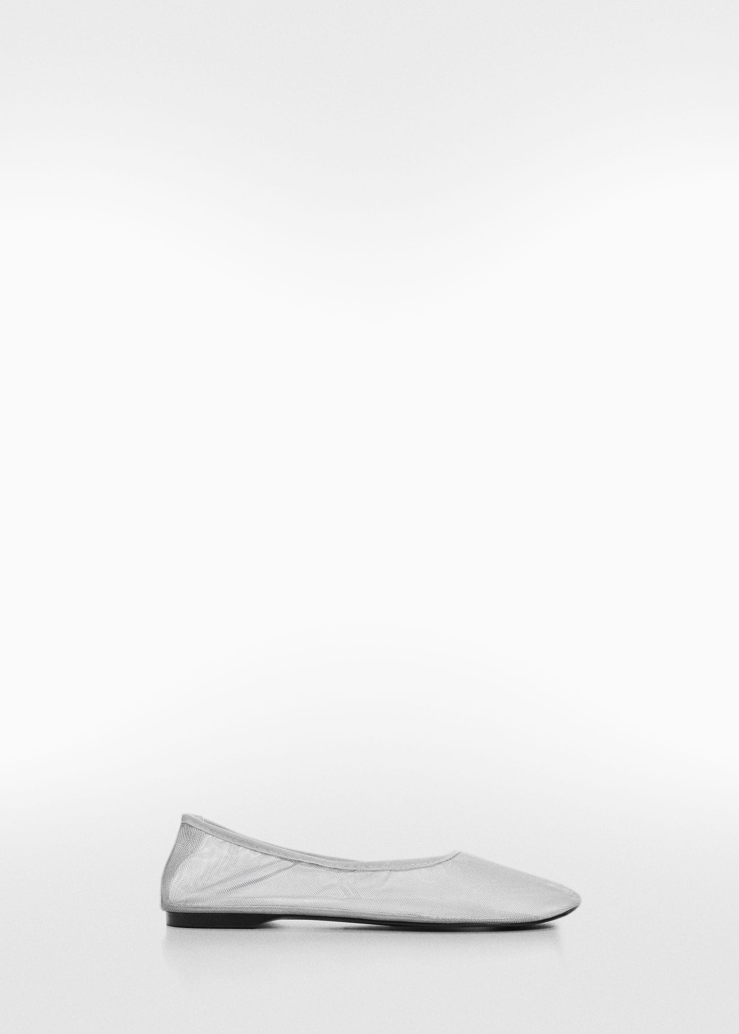 MANGO Semi-Transparent Mesh Ballerinas in Silver | endource