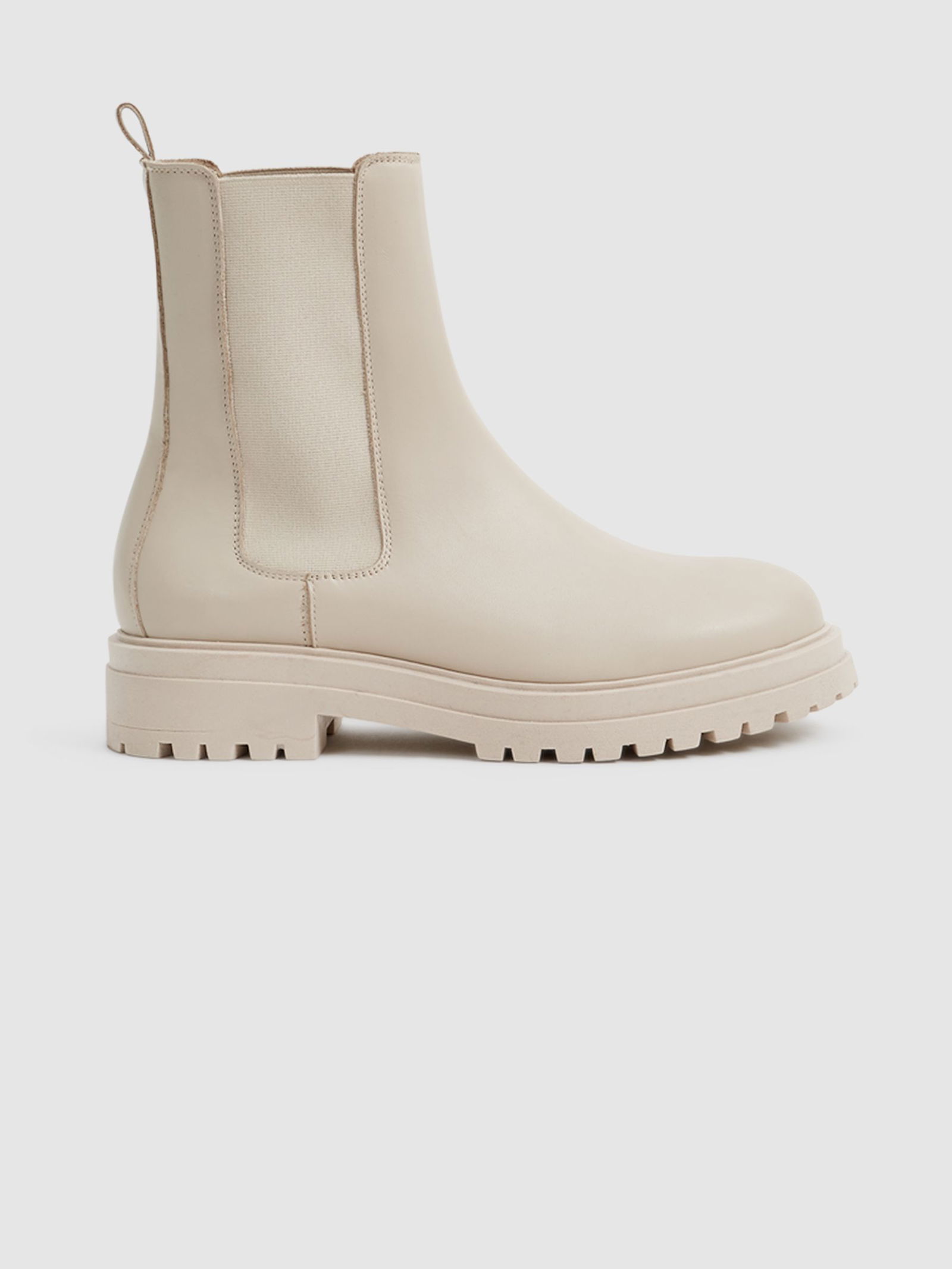 REISS Thea Leather Pull On Chelsea Boots in Soft Camel | Endource