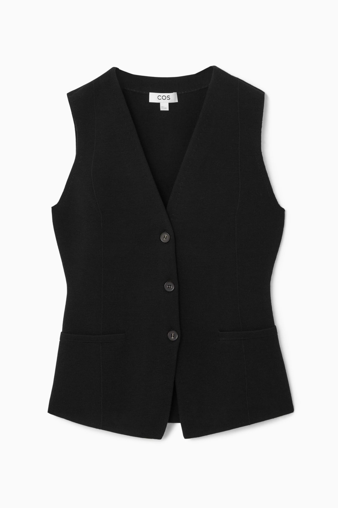 COS Longline Knitted Wool Waistcoat in BLACK | Endource