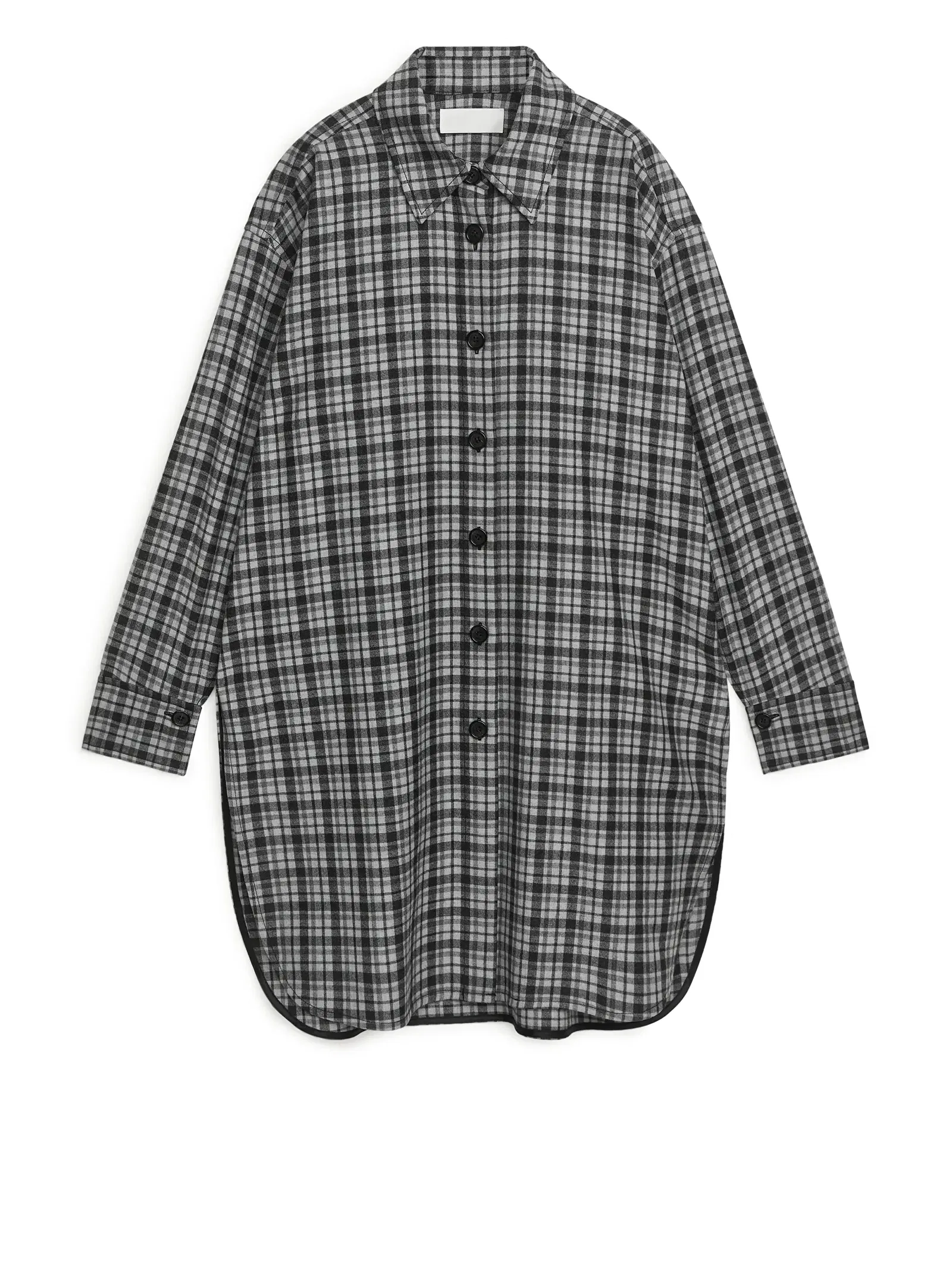 ARKET Flannel Shirt Dress in Grey/Black | Endource