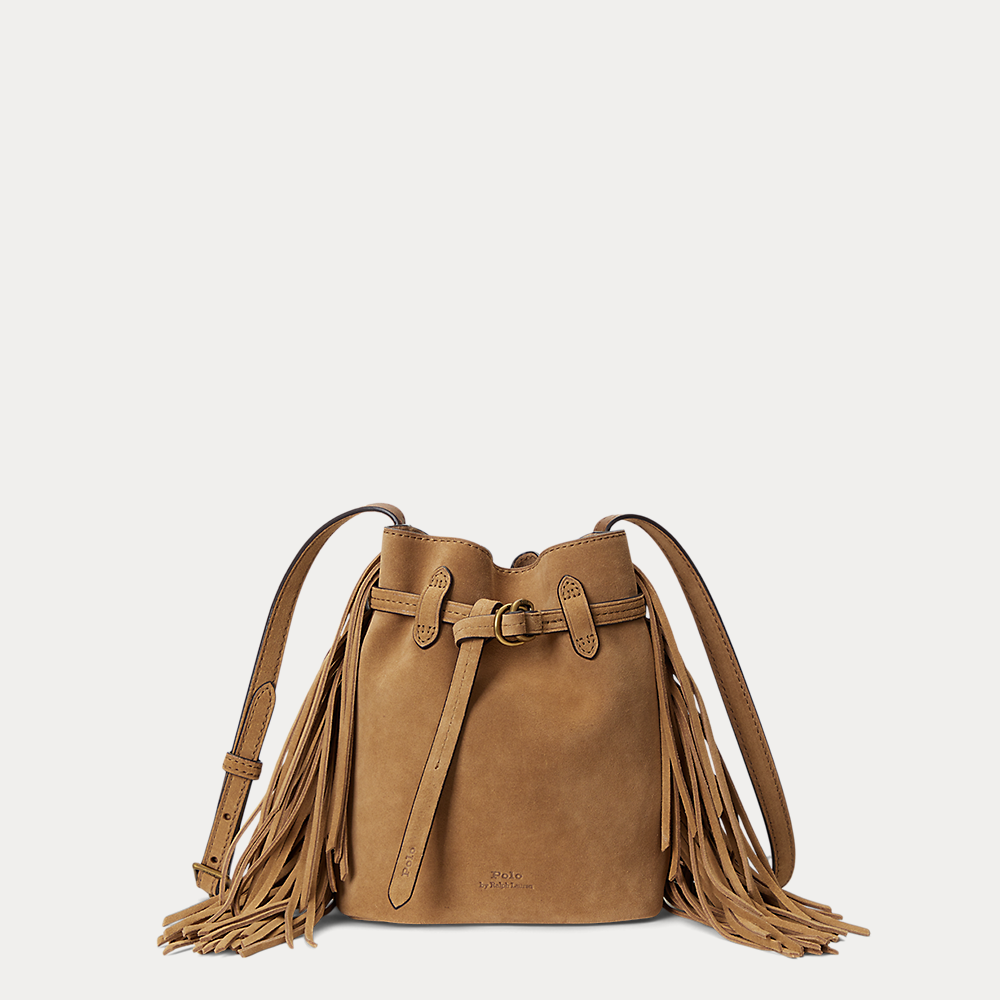 POLO RALPH LAUREN Fringe Suede Small Bellport Bucket Bag in Brown ...