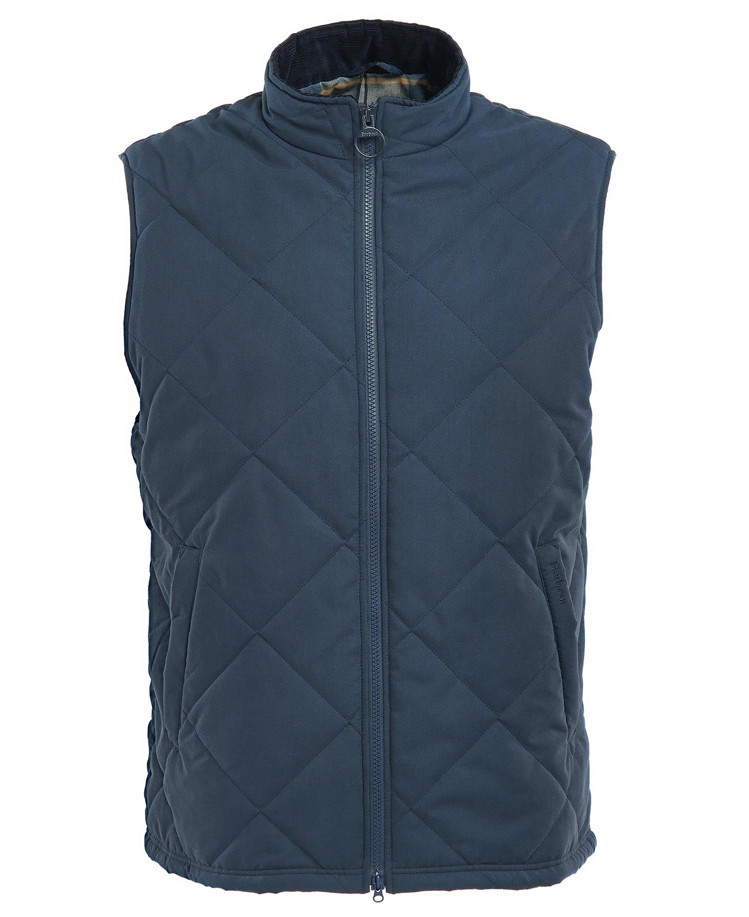Barbour Kurt Quilted Gilet in Navy/River Birch Tartan | Endource